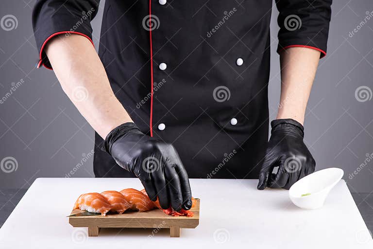 Sushi Preparation Process in the Restaurant Kitchen7 Stock Photo ...