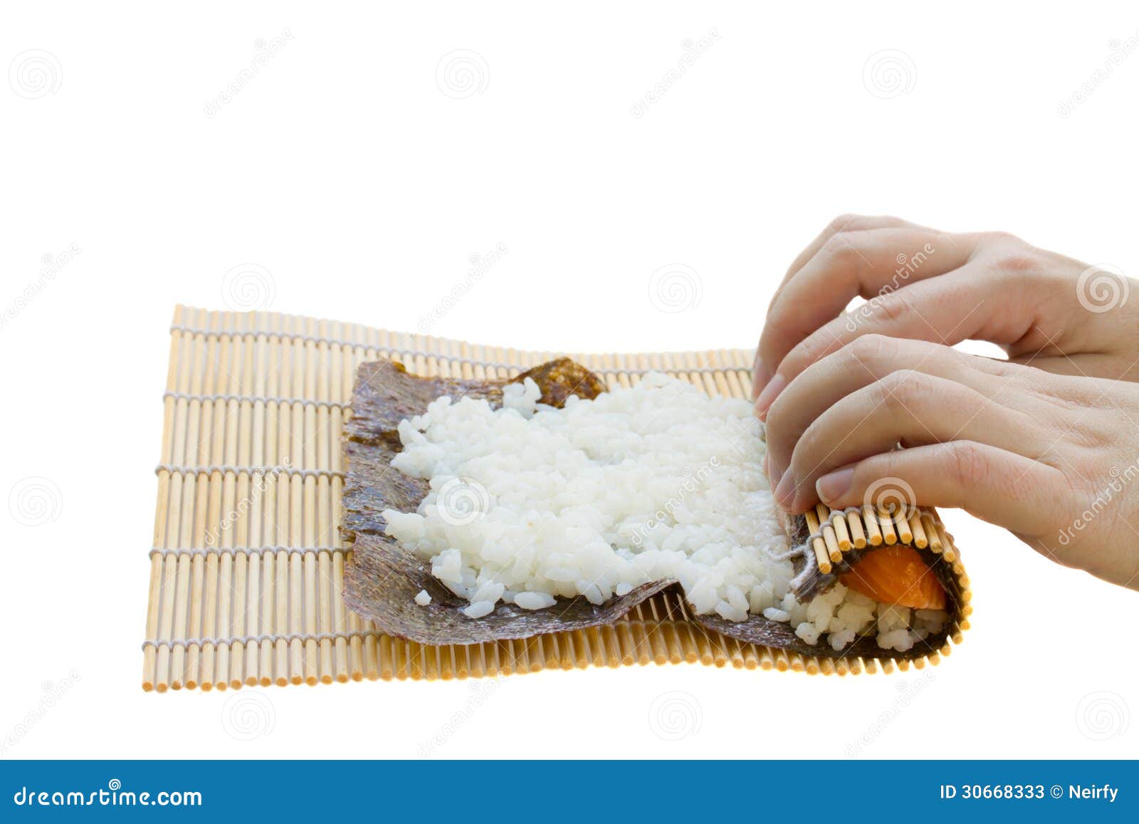 Sushi preparation stock image. Image of hand, delicious - 30668333