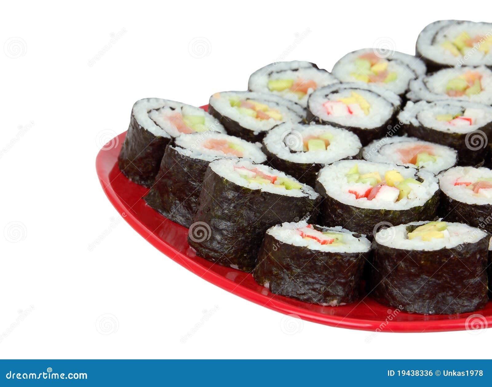 Sushi on red plate stock photo. Image of maguro, dinner - 19438336