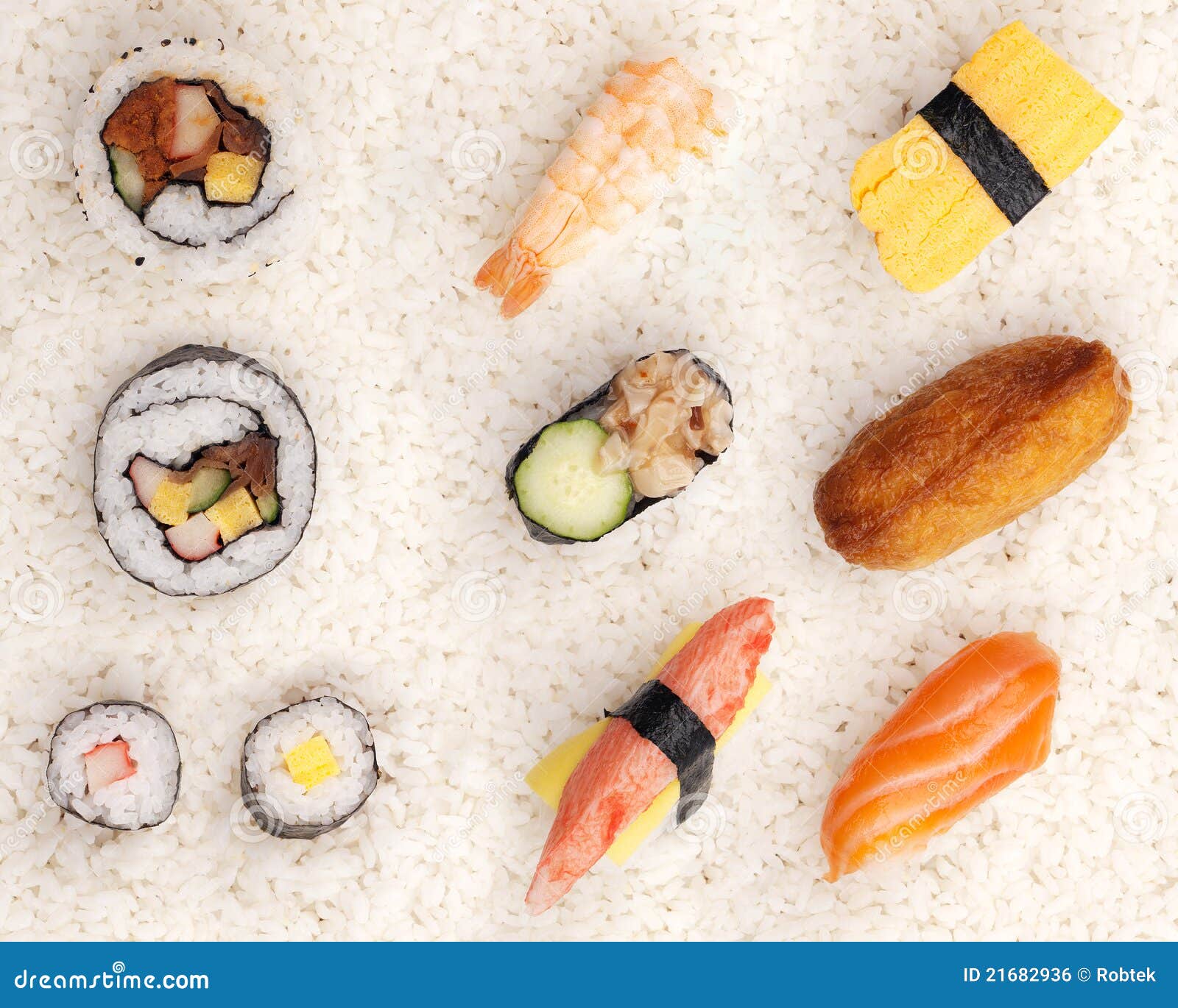 Sushi on rice stock photo. Image of rice, sushi, shellfish - 21682936