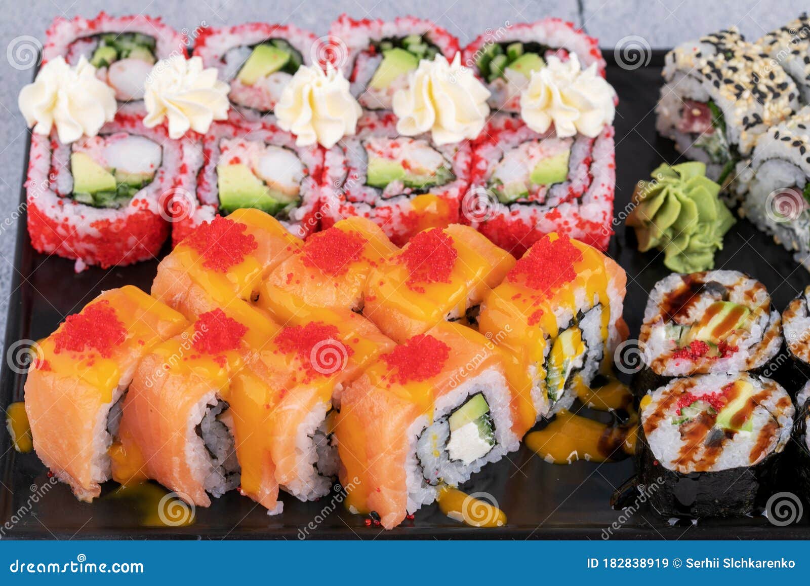 Sushi Rice from a Japanese Restaurant Stock Image - Image of assortment ...
