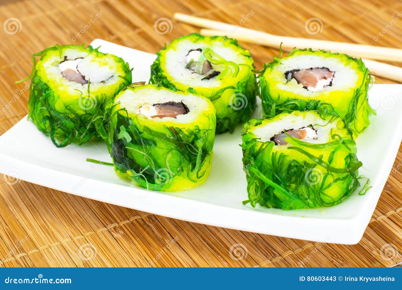 Sushi Roll with Chukoy, Salmon and Cheese Stock Image - Image of nigiri ...