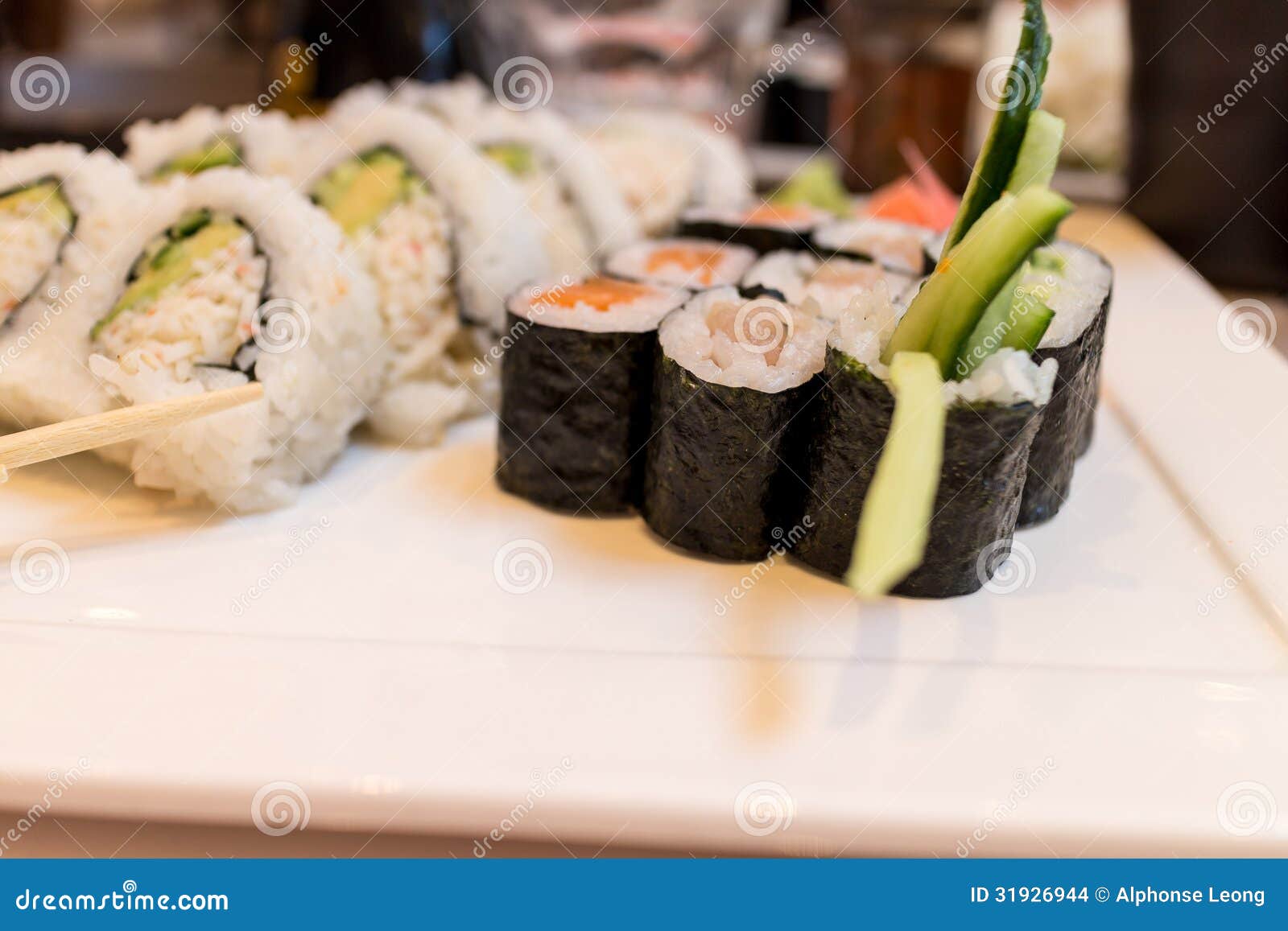 Sushi Roll Combo on White Plate. Stock Photo - Image of restaurant ...