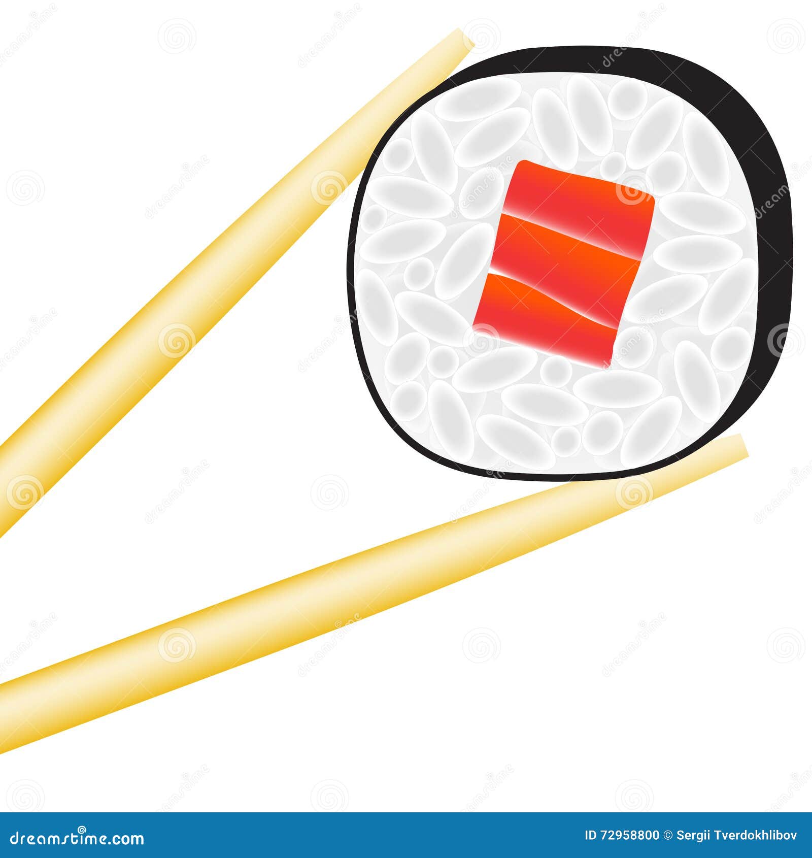 Sushi roll logo with stick stock vector. Illustration of menu - 72958800