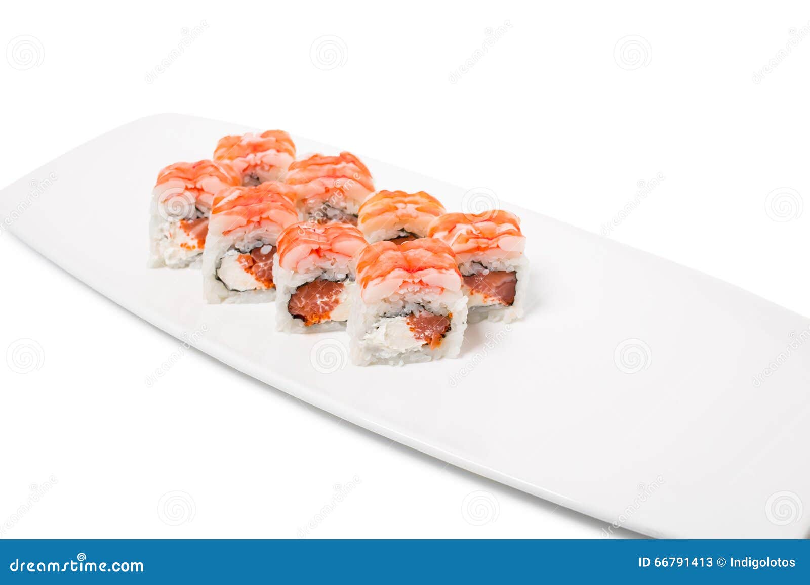 Sushi roll with snow crab. stock image. Image of fish - 66791413