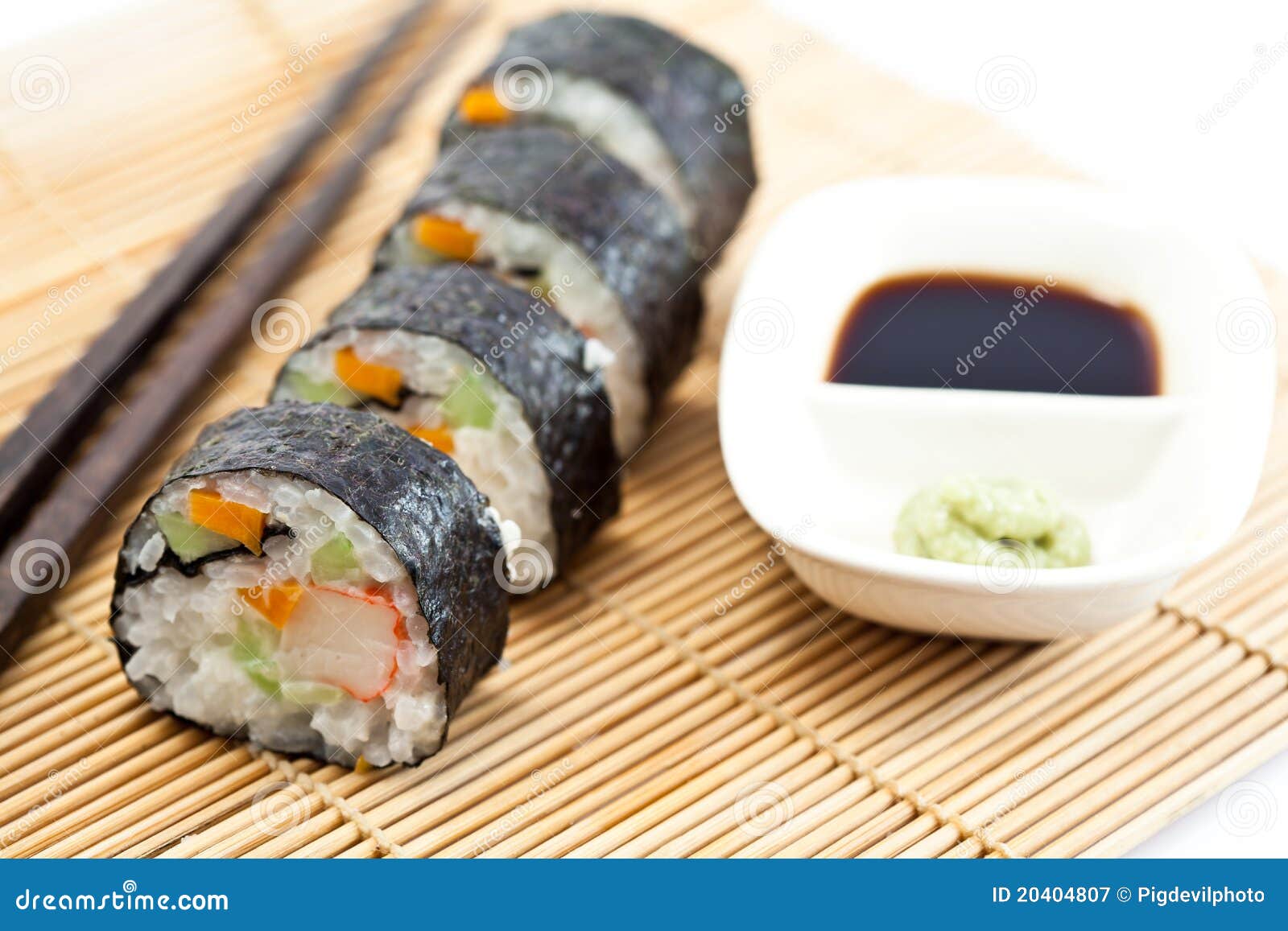 Sushi Roll with soy sauce stock image. Image of health - 20404807