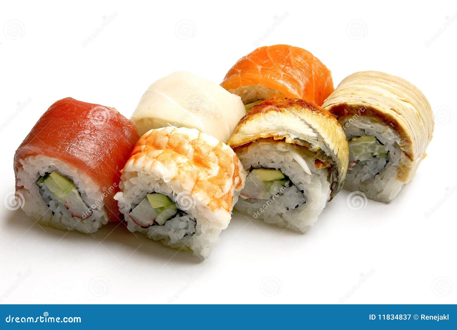 Sushi rolls stock image. Image of salmon, leaves, roll - 11834837