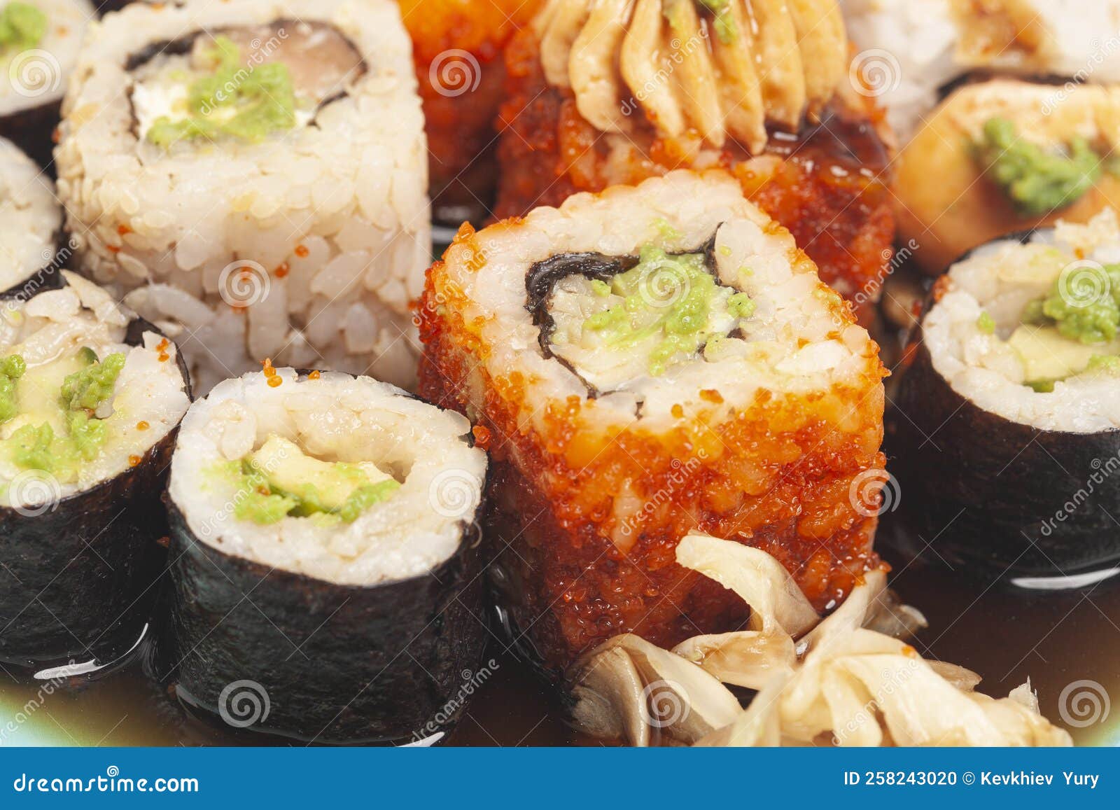 Sushi Rolls Japanese Food on a Plate Stock Photo - Image of food ...