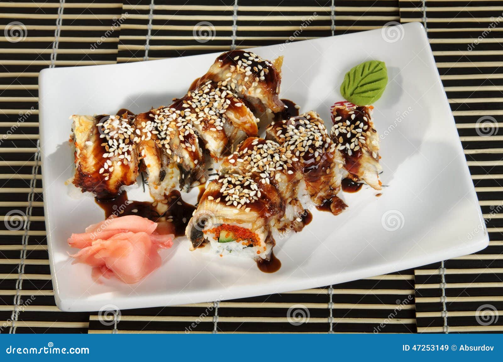 Sushi Rolls Menu Poured Soy Sauce Stock Image - Image of dainty, cafe ...