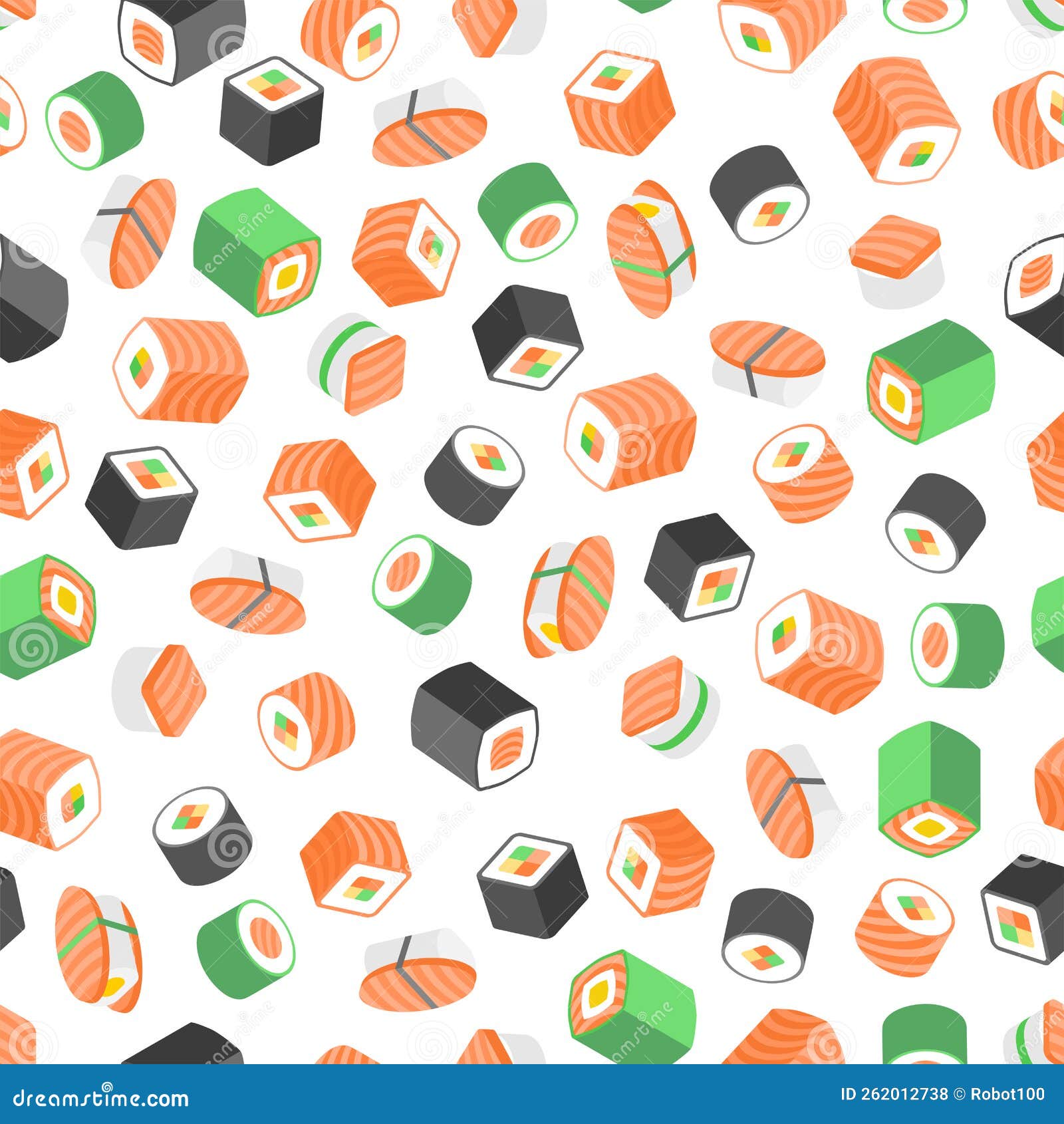 Sushi Rolls Pattern Seamless. Traditional Japanese Food Background ...