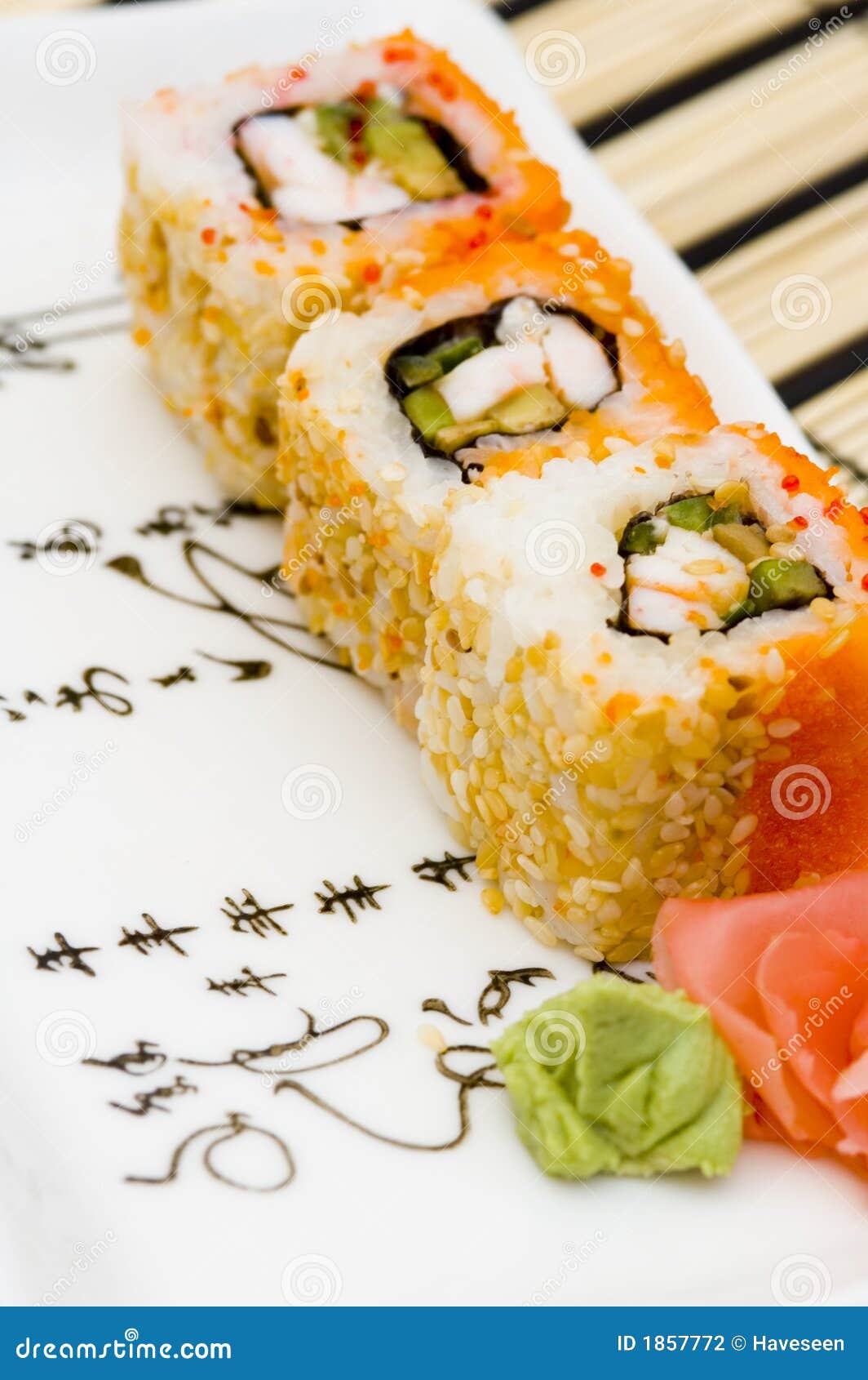 Sushi (rolls) on a plate stock photo. Image of sushi, healthy - 1857772