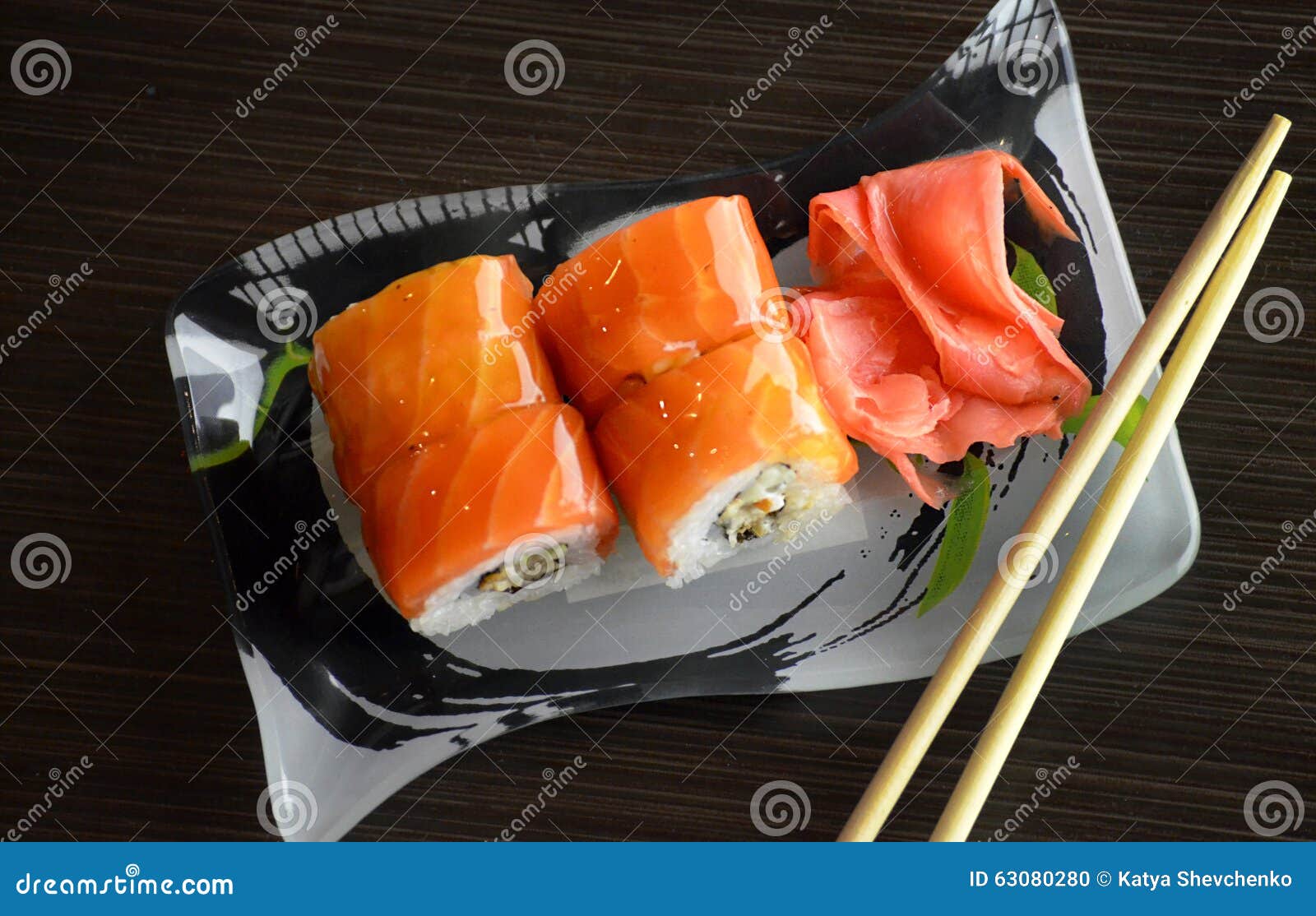 Sushi rolls with salmon stock photo. Image of seaweed - 63080280