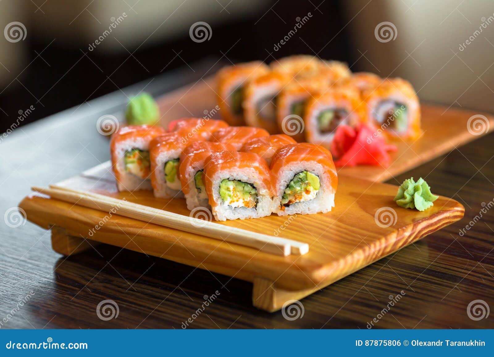 Sushi rolls on the table stock photo. Image of asian - 87875806