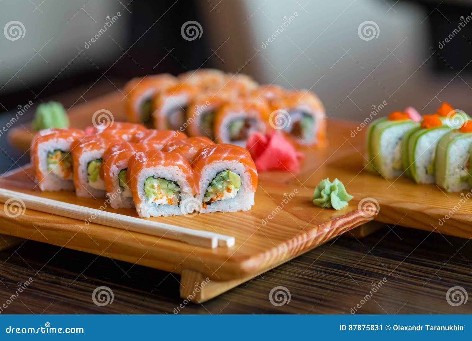 Sushi rolls on the table stock image. Image of closeup - 87875831