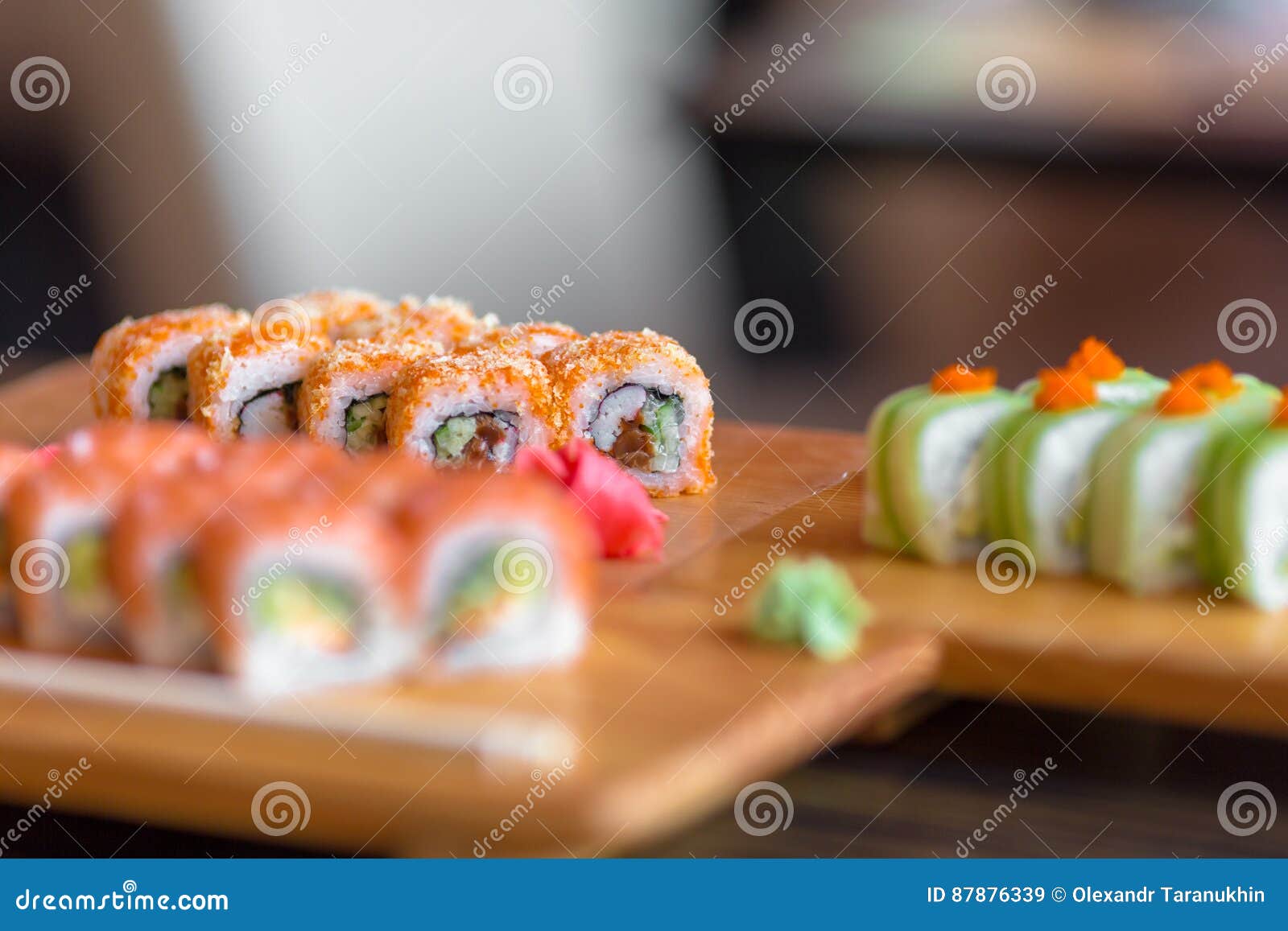 Sushi rolls on the table stock image. Image of chopsticks - 87876339