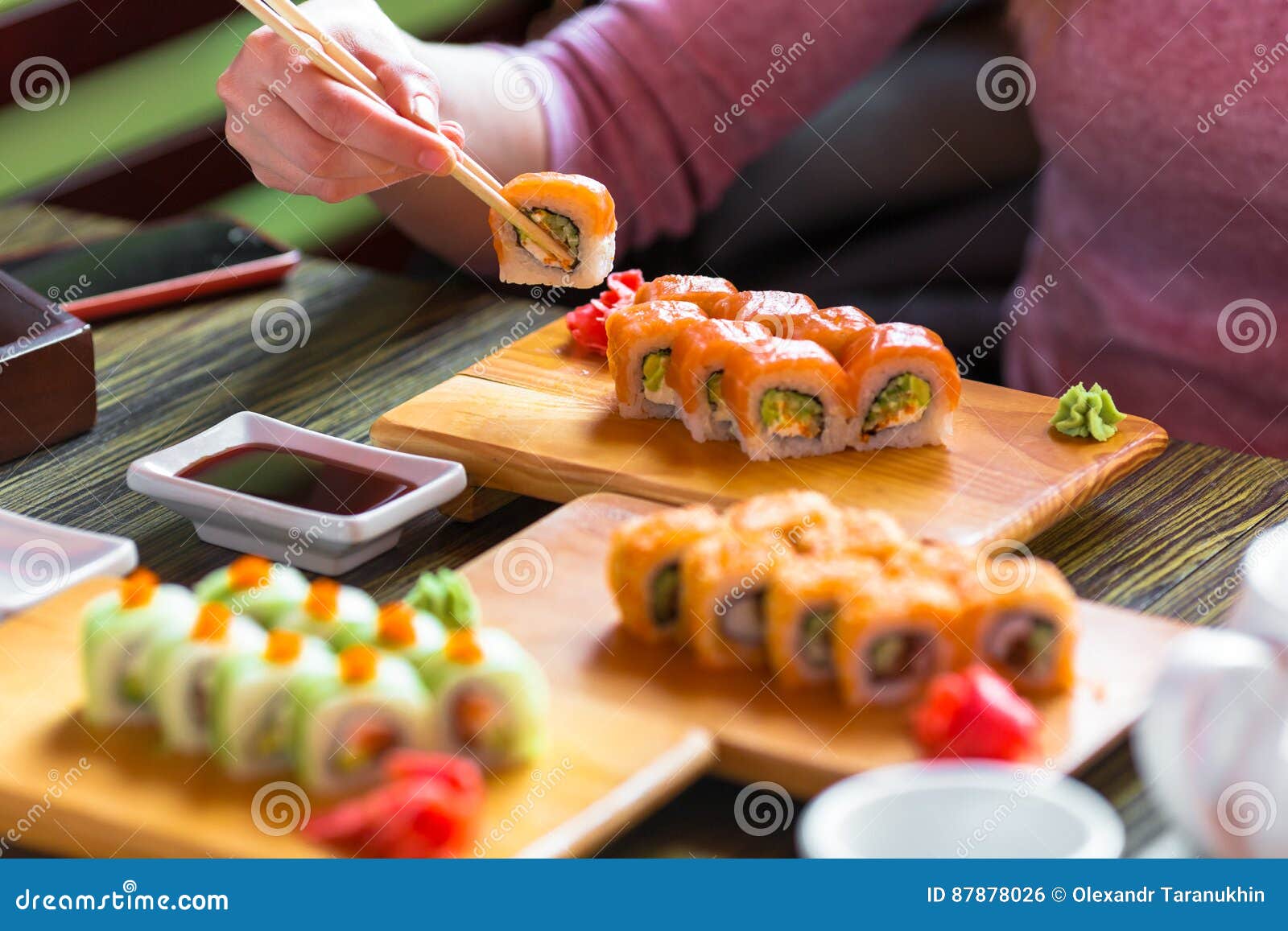 Sushi rolls on the table stock photo. Image of nori, cuisine - 87878026