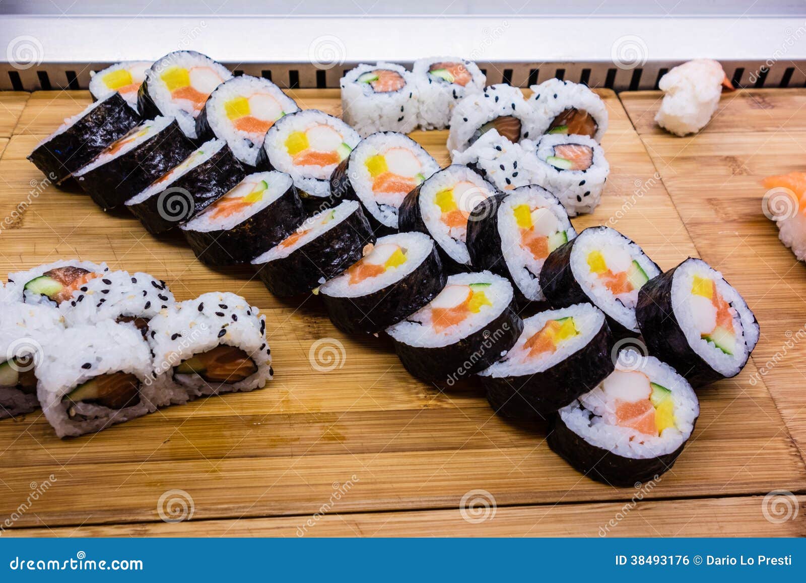 Sushi row stock photo. Image of dinner, appetizer, japan - 38493176