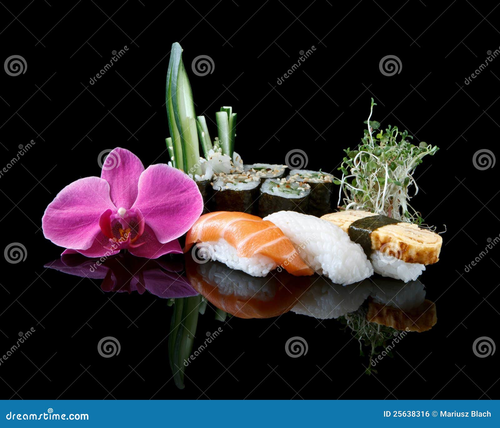 Sushi set stock photo. Image of decorative, dinner, reflected - 25638316