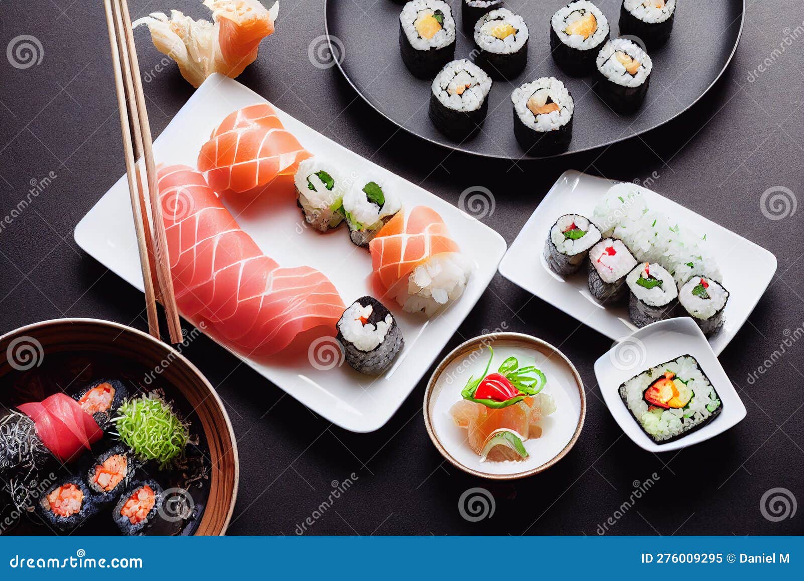 Sushi Set - Different Types of Maki Sushi and Nigiri Sushi Stock ...