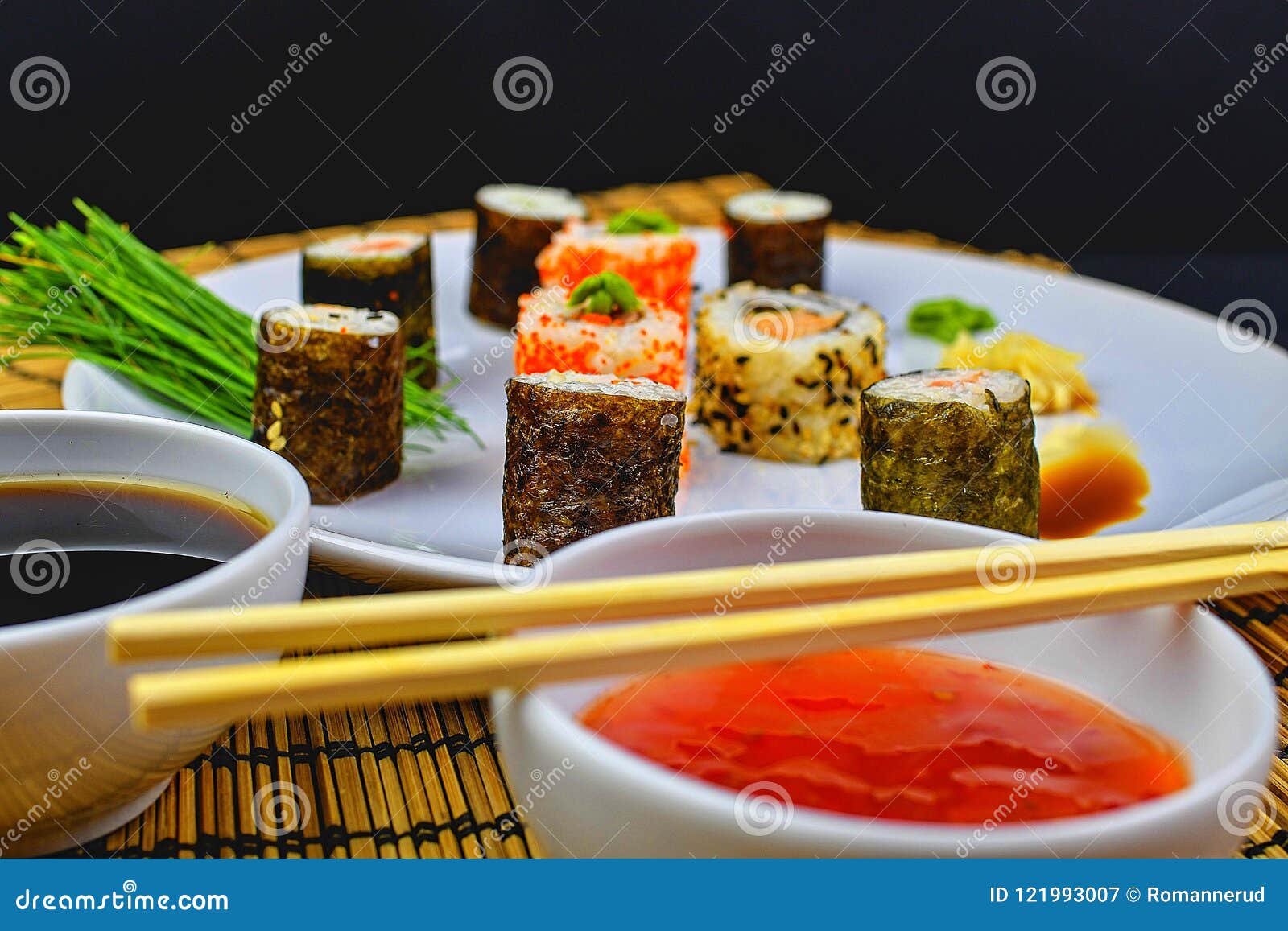 Sushi Set, Japanese Food. Sushi Rolls. Sushi Menu Stock Image - Image ...