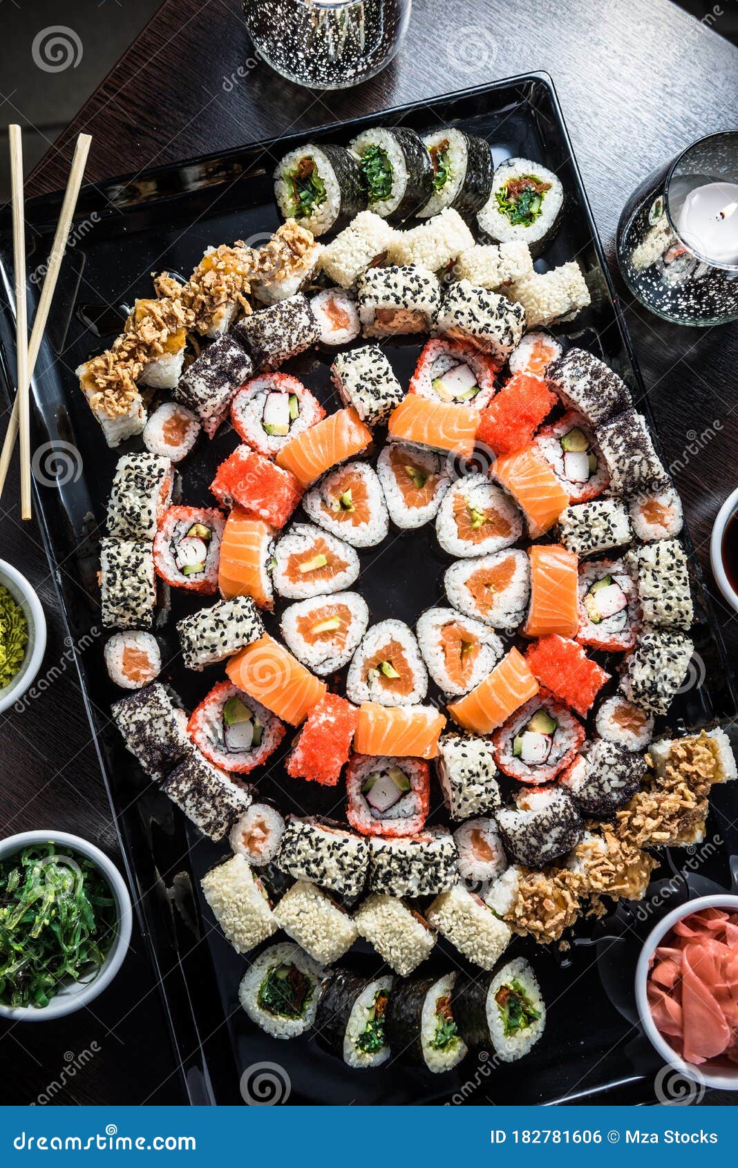 Sushi Set with 84 Pieces and Various Rolls Stock Photo - Image of fresh ...