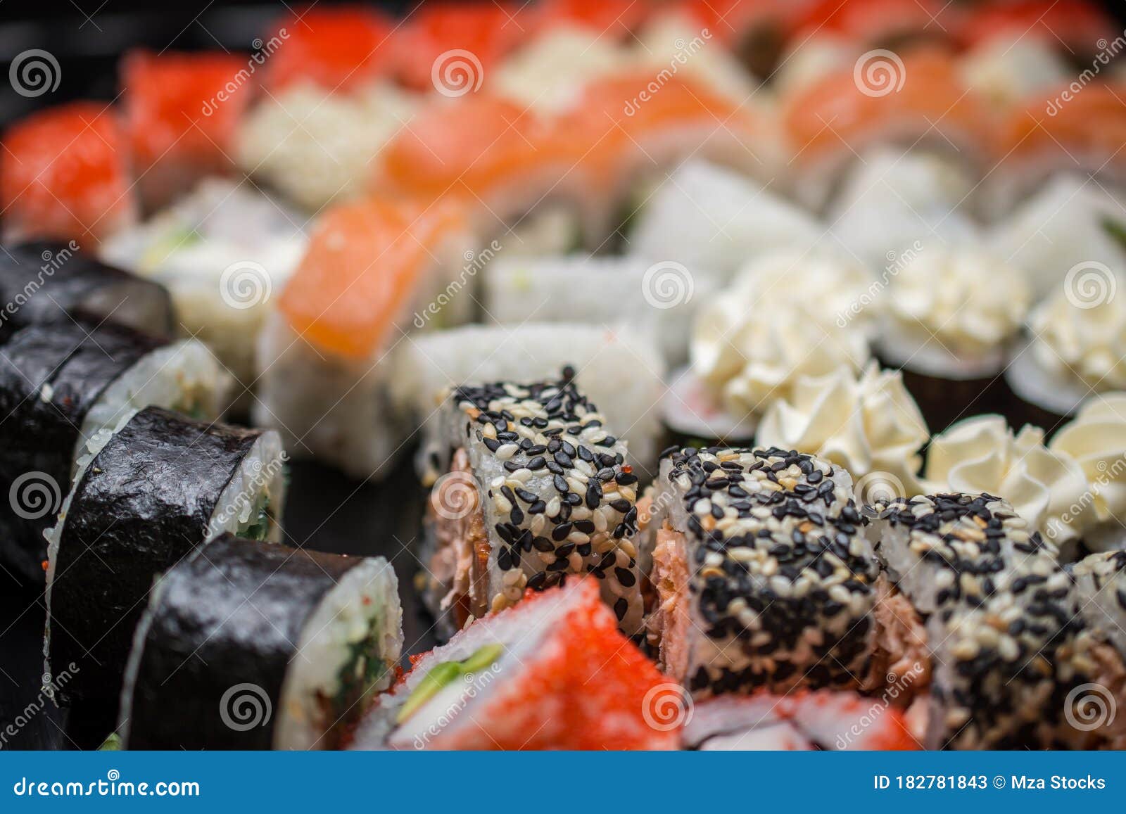 Sushi Set with 80 Pieces and Various Rolls Stock Image - Image of ...