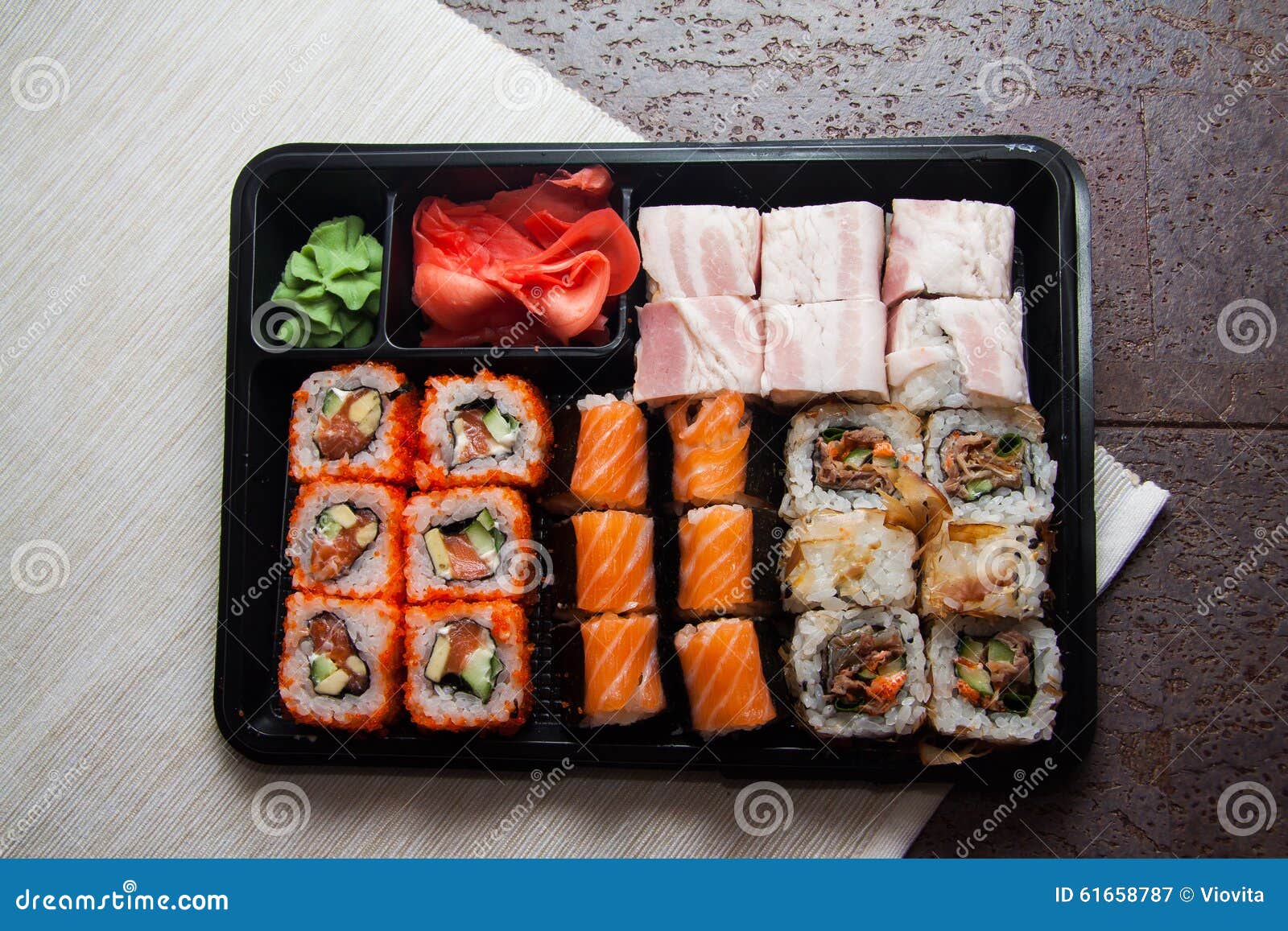 Sushi set in plastic box stock image. Image of closeup - 61658787