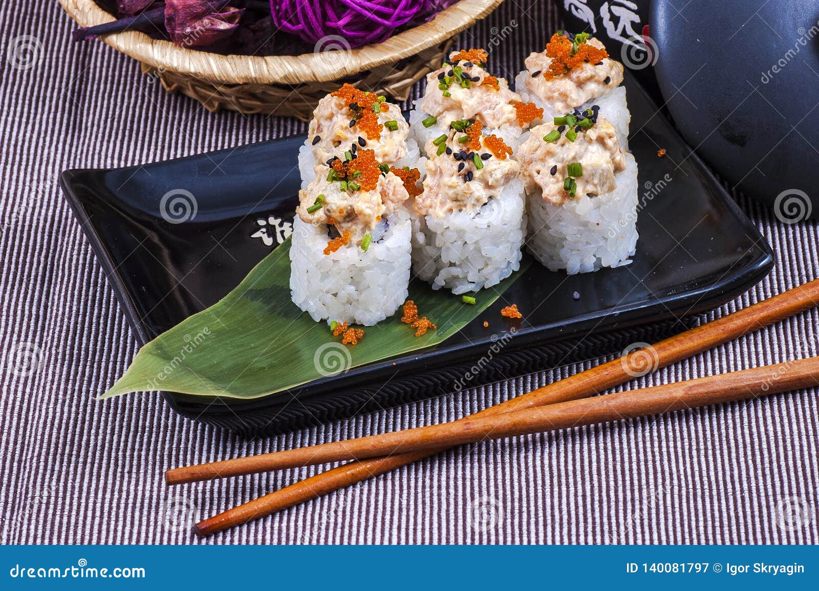 Sushi Set with rice stock image. Image of delicacy, fresh - 140081797