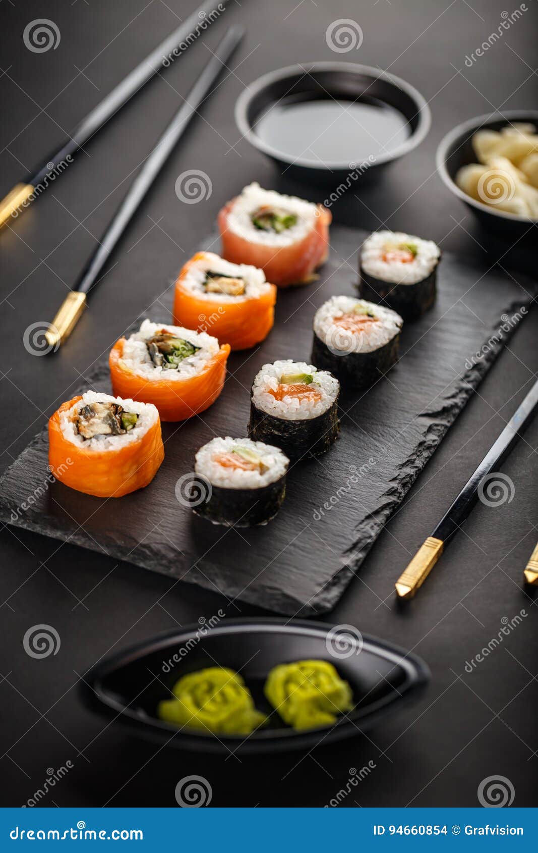 Sushi set rolls stock photo. Image of sushi, sashimi - 94660854