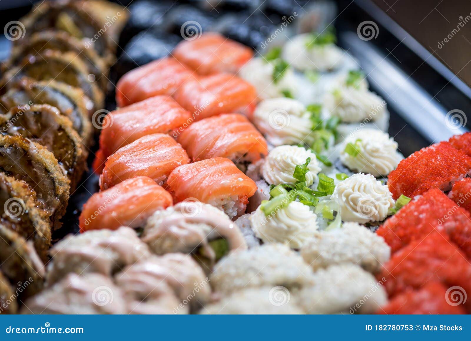 Sushi Set with Various Maki and Uramaki Sushi Type Stock Image - Image ...