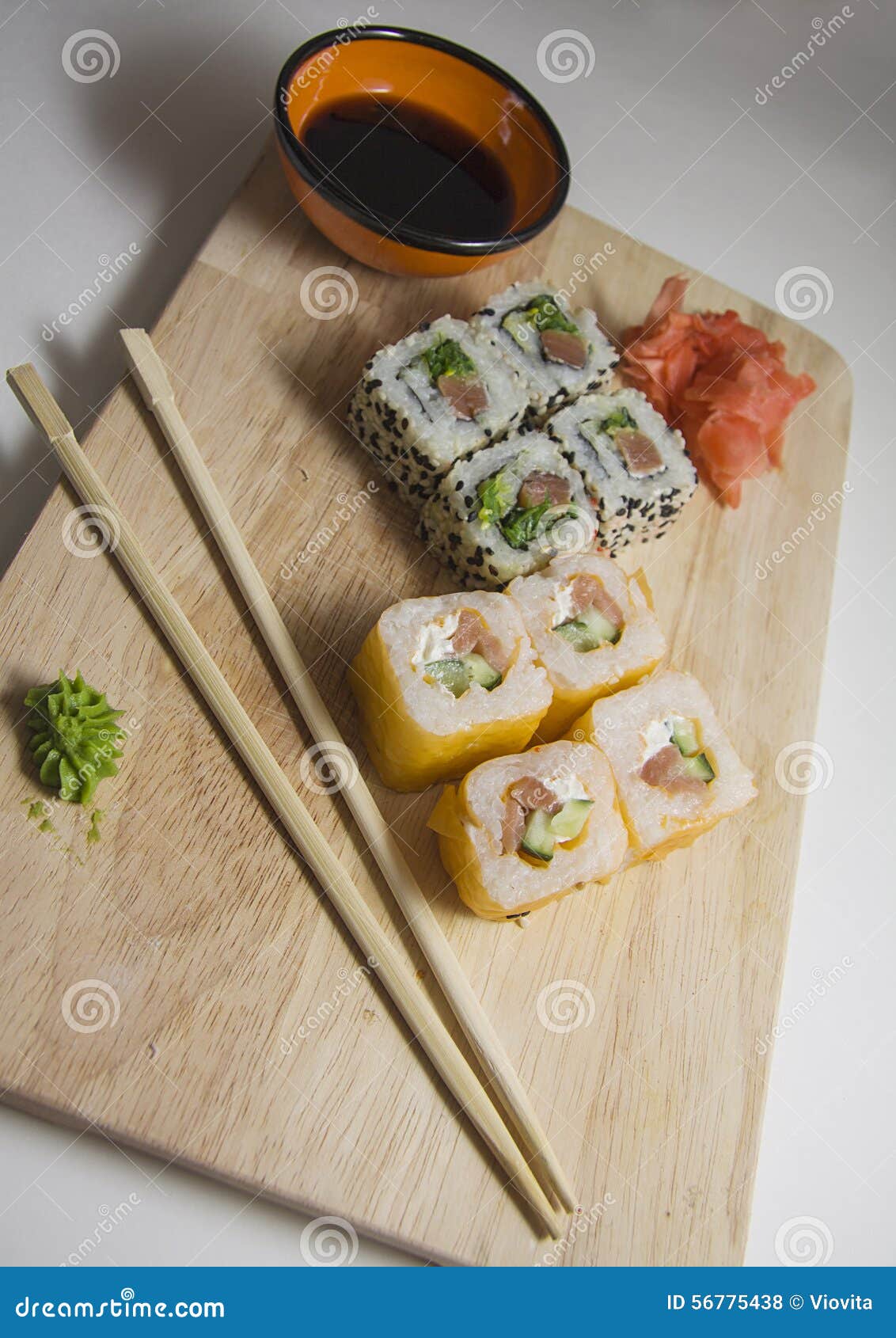 Sushi set vertical stock photo. Image of delicious, foods - 56775438