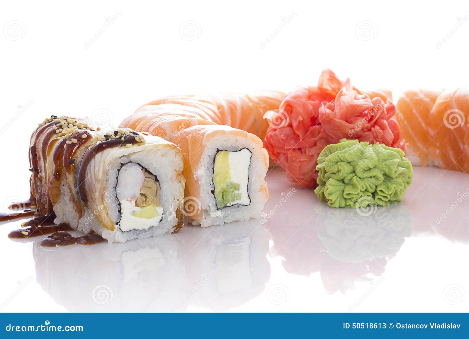Sushi set on white stock image. Image of seafood, healthy - 50518613