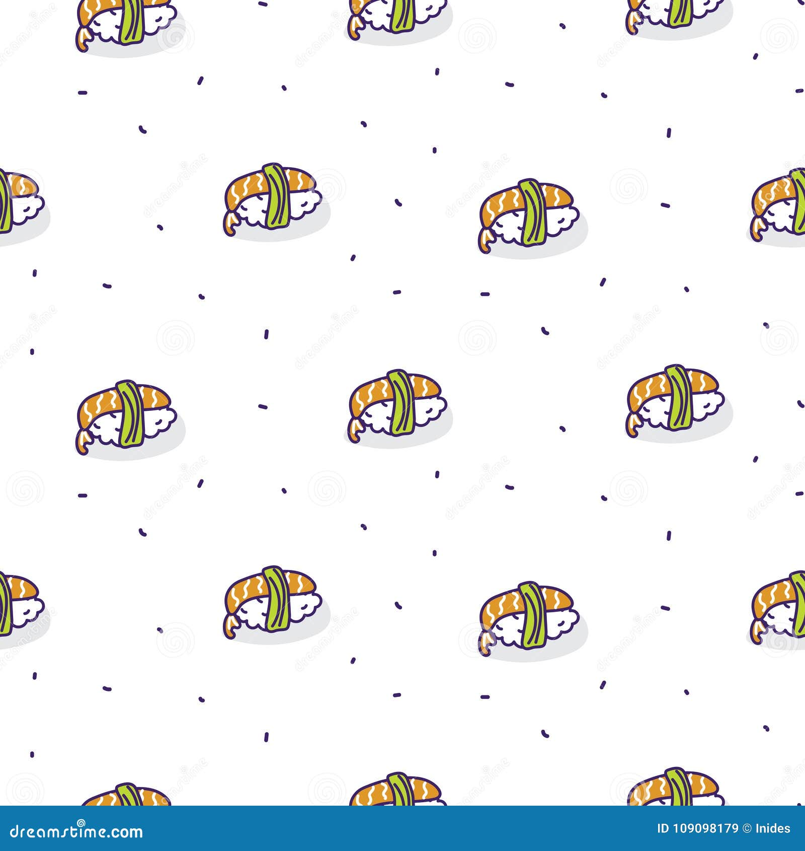 Sushi Shrimp Seamless Vector Pattern Stock Vector Illustration Of