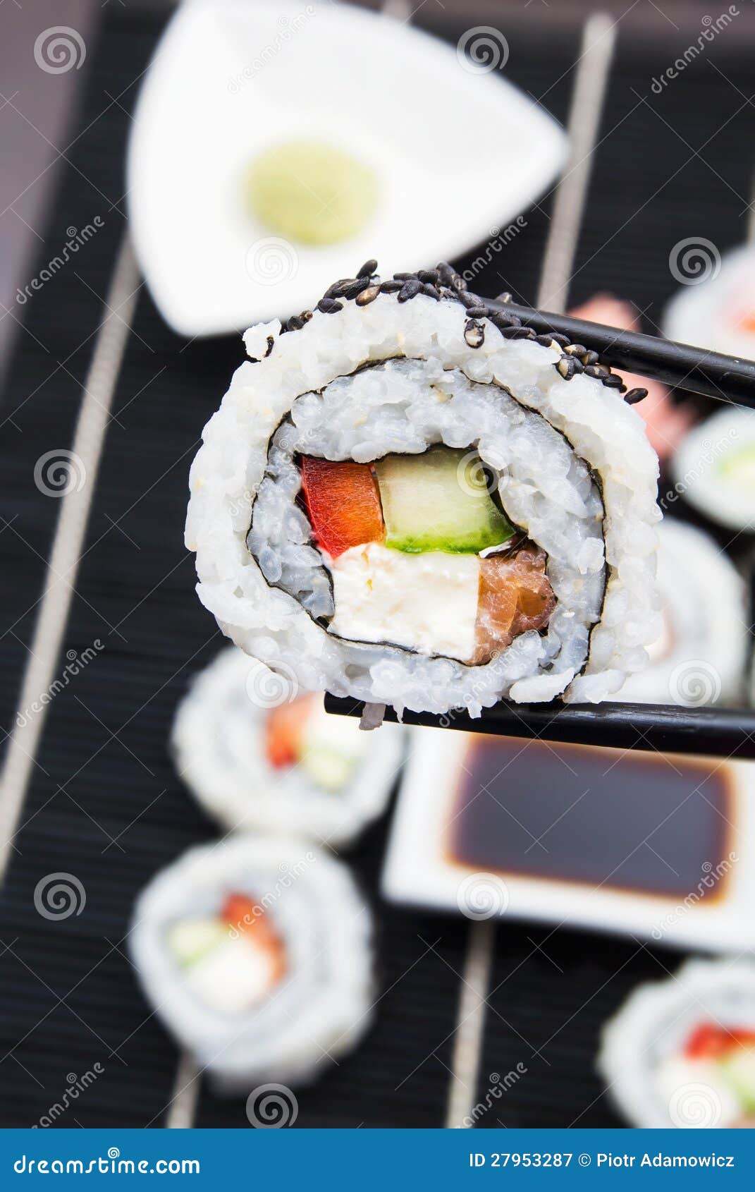 Sushi and Sticks. Closeup Composition Stock Image - Image of ...