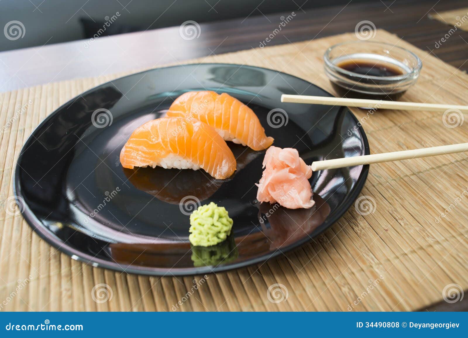 Sushi in sushi bar stock photo. Image of asia, rice, japanese - 34490808