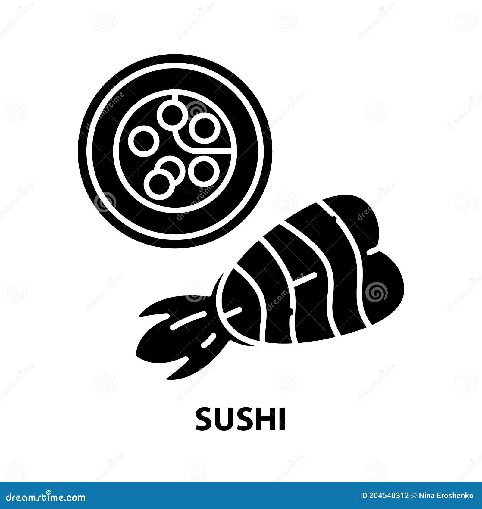 Sushi Symbol Icon, Black Vector Sign with Editable Strokes, Concept ...
