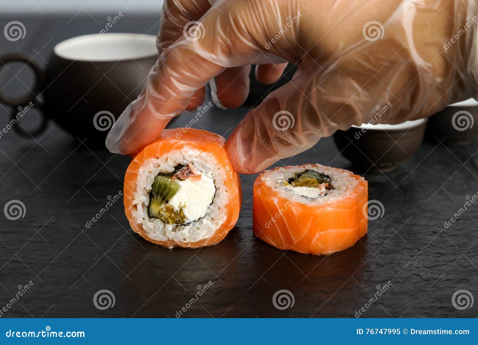 Sushi that are on the Table, the Cooking Process Stock Image - Image of ...
