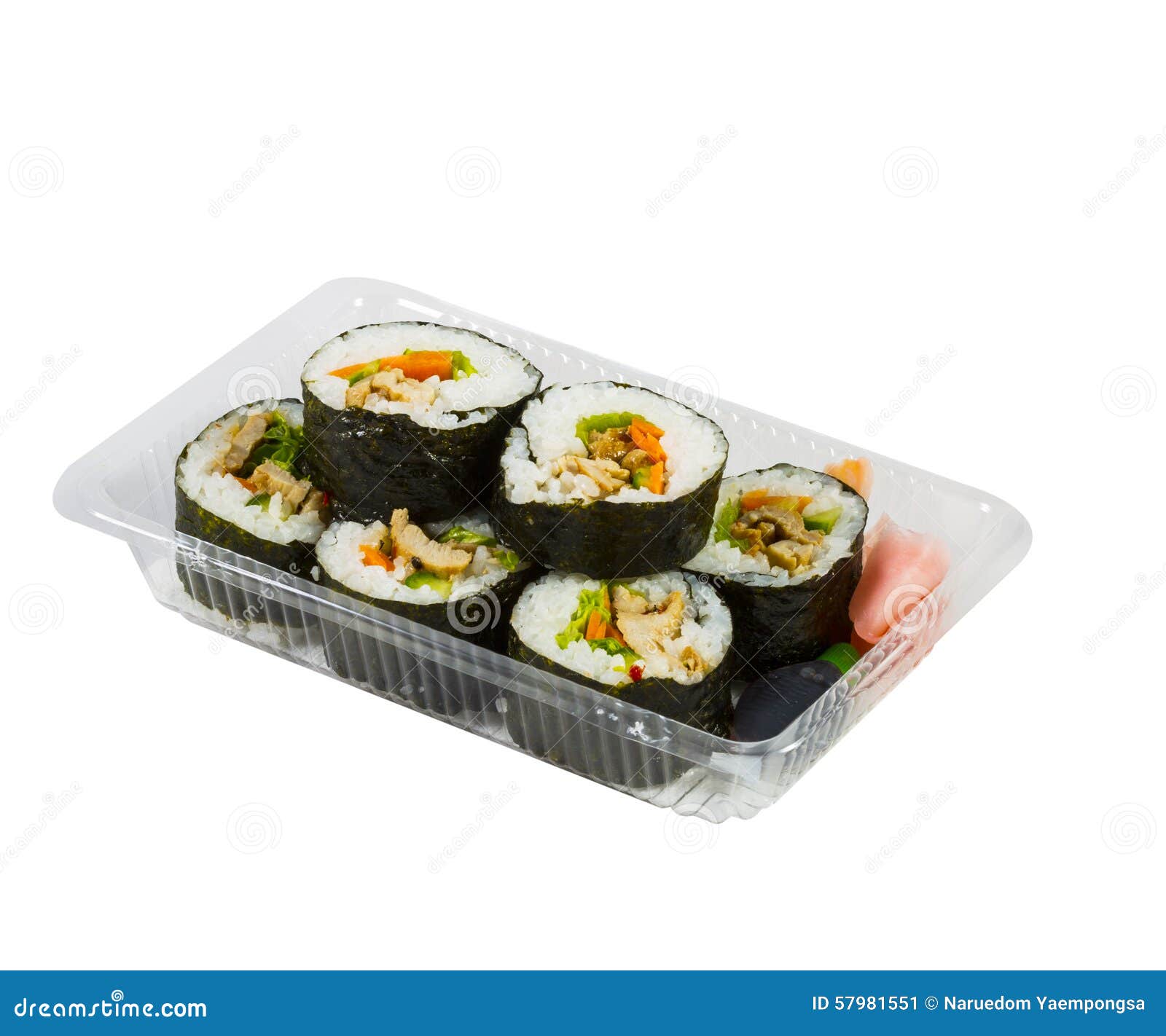 Sushi in takeaway box stock image. Image of ginger, path - 57981551