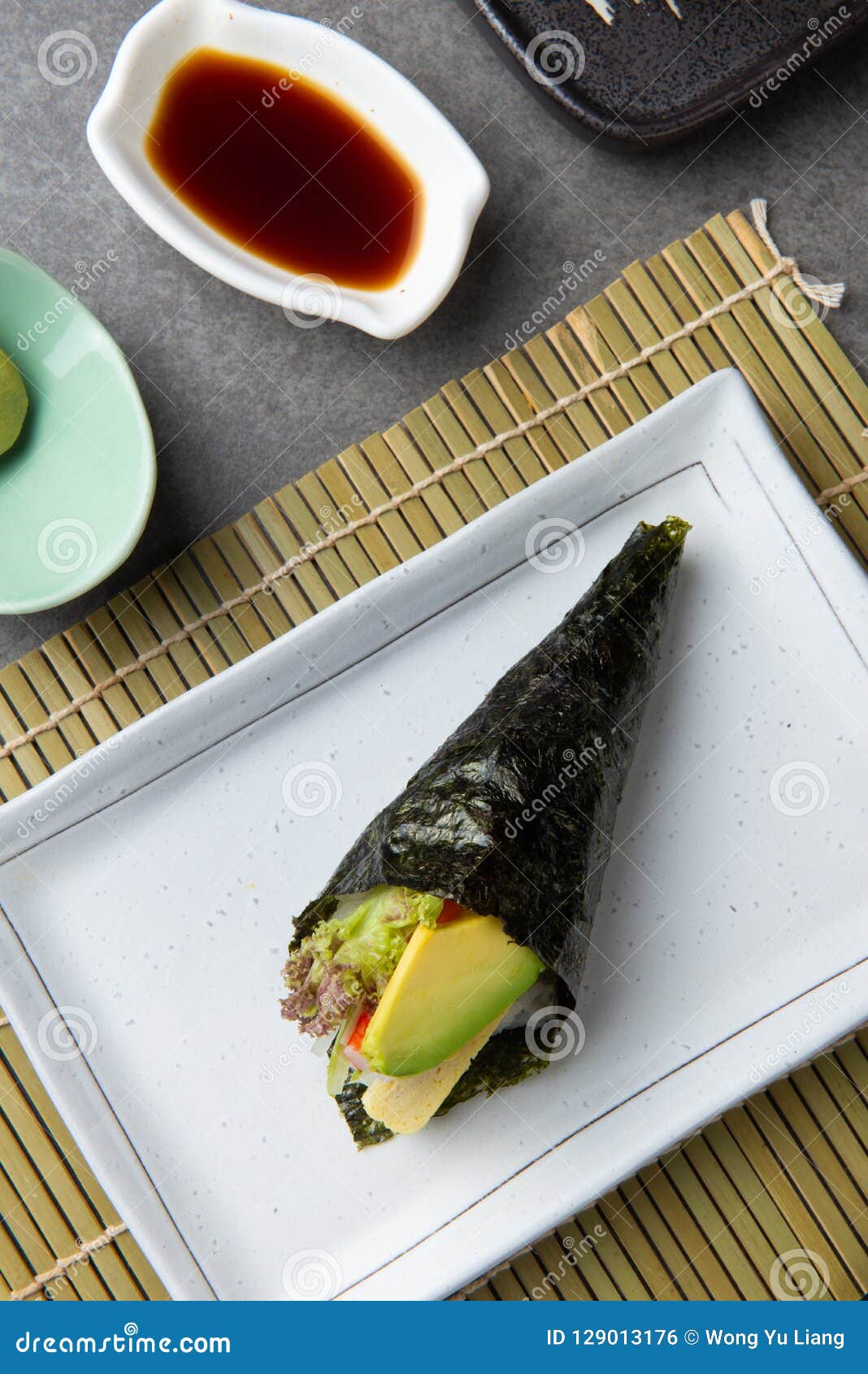 Sushi Temaki with Shrimp and Avocado Stock Photo - Image of asia ...