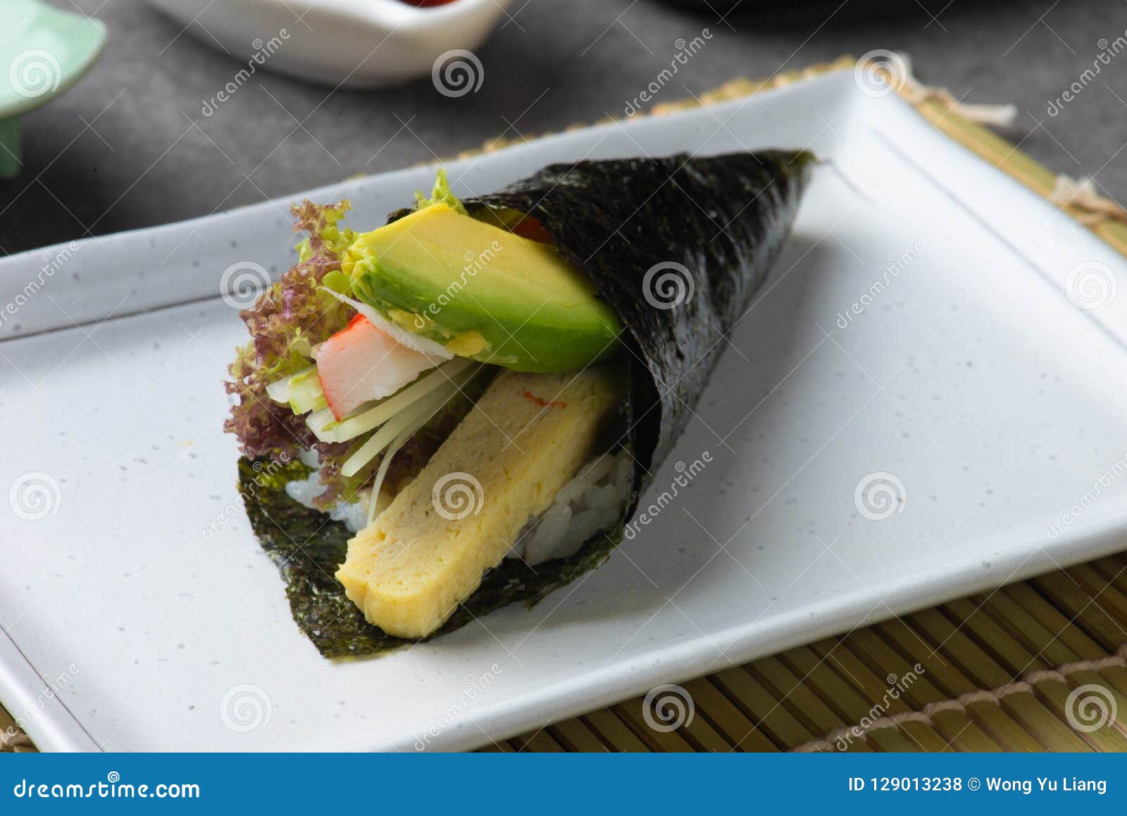Sushi Temaki with Shrimp and Avocado Stock Photo - Image of diet ...