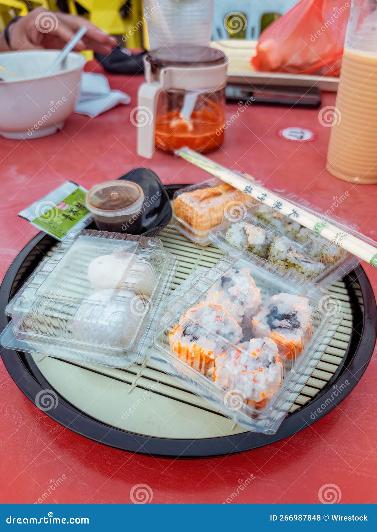 Sushi To Go. Takeaway of Individual Boxes with Sushi. Stock Photo ...