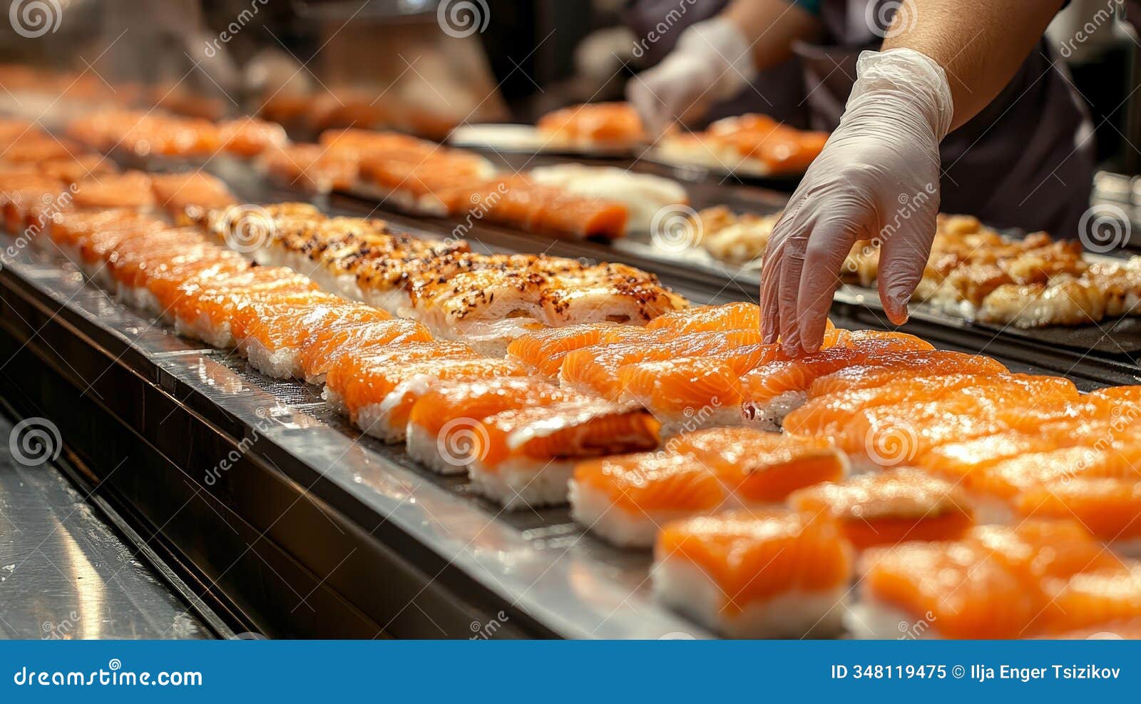 Sushi Train Delicious Selection of Freshly Made Sushi on a Conveyor ...