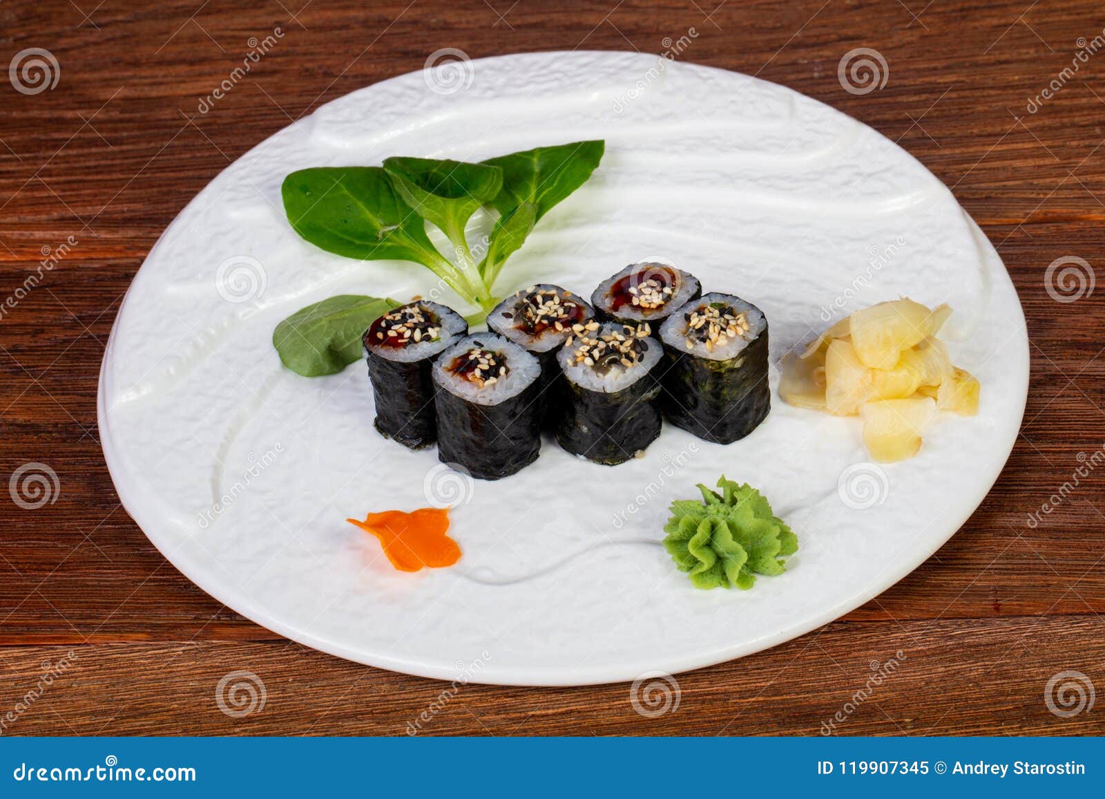 Sushi Unagi maki stock image. Image of seaweed, fresh - 119907345