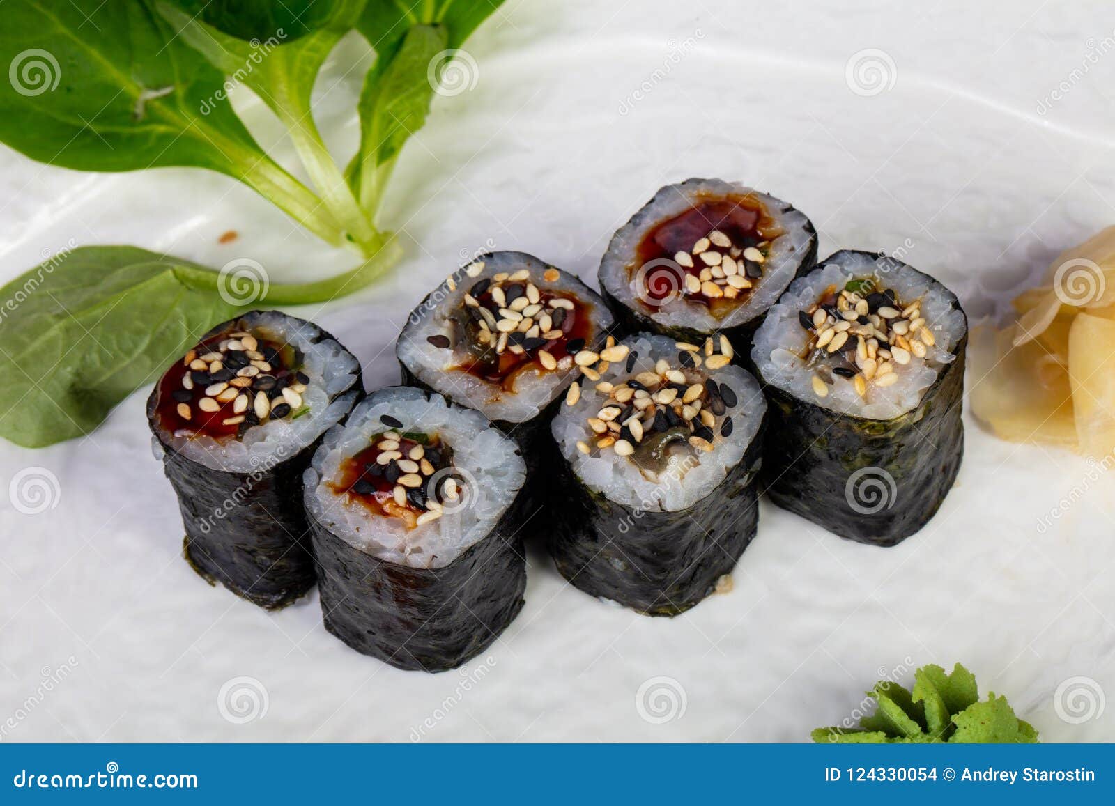 Sushi Unagi maki stock photo. Image of smoked, meal - 124330054