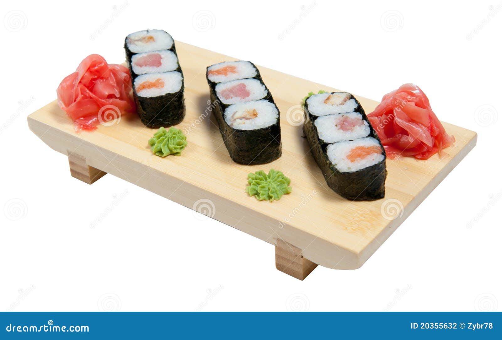 Sushi on wooden stand stock photo. Image of rolled, traditional - 20355632