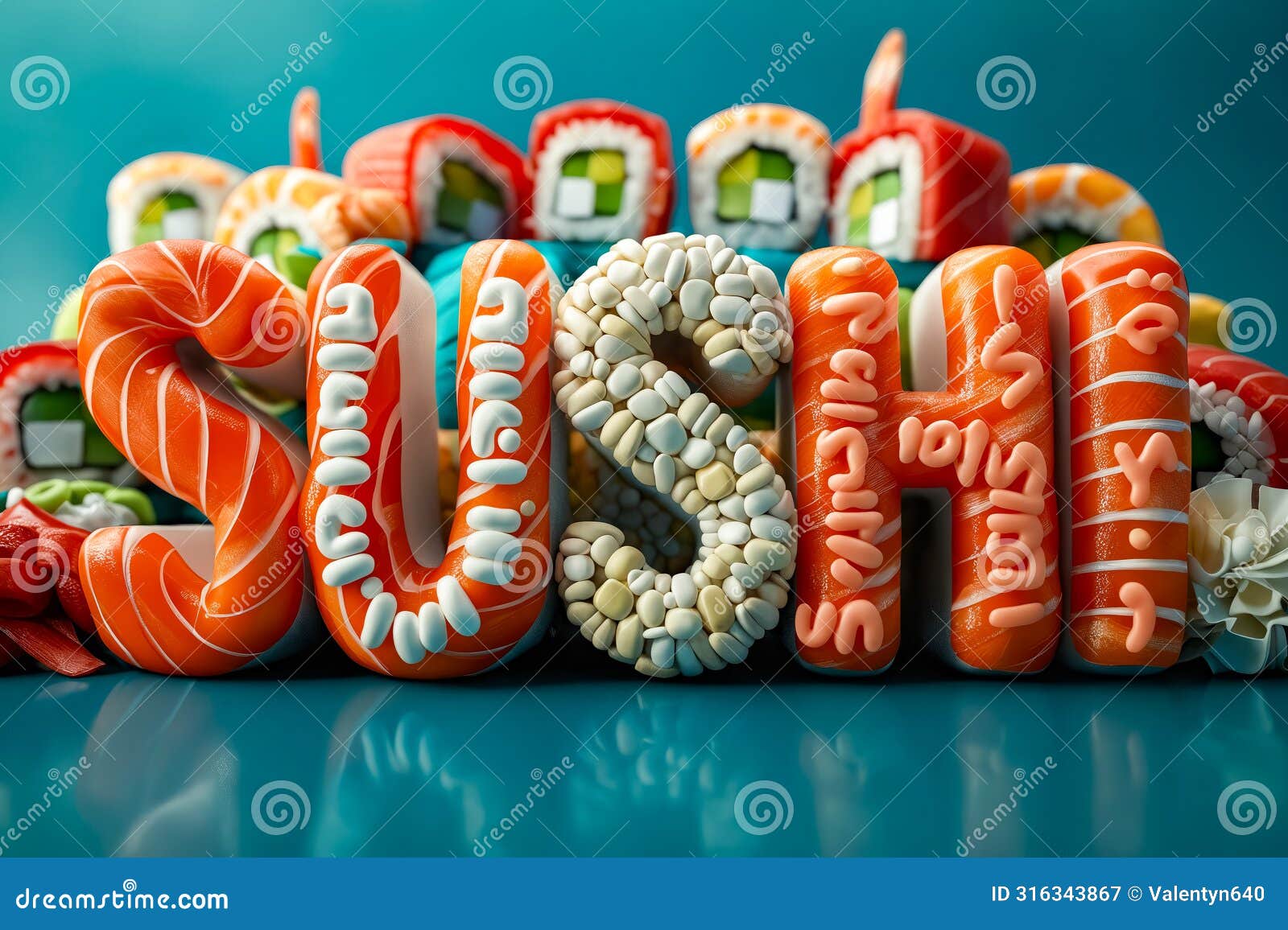 Sushi Word Made Out of Colorful Candy. Generative AI Stock Image ...