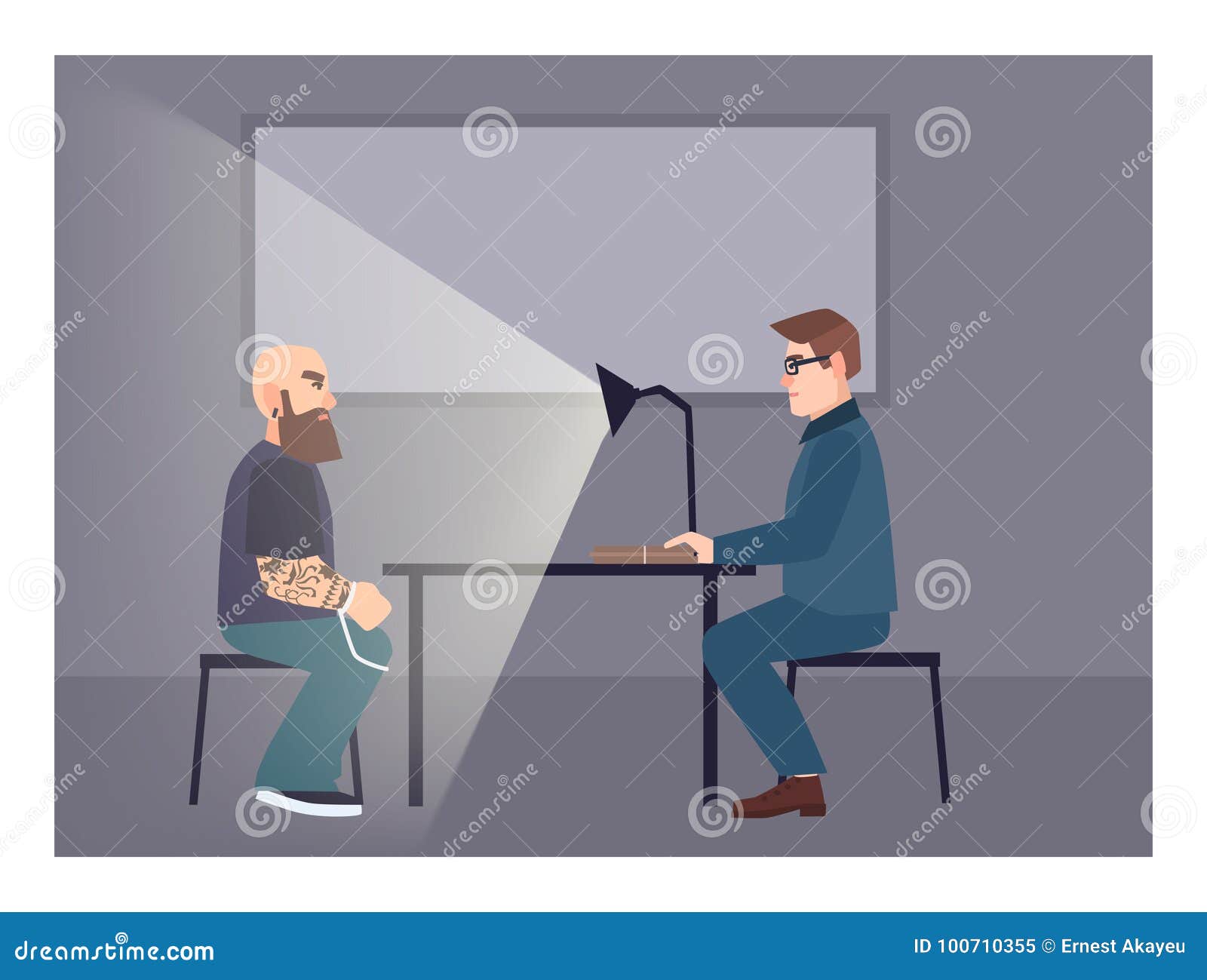 Interrogation Of Guilty Man Or Police Crime Investigation On ...