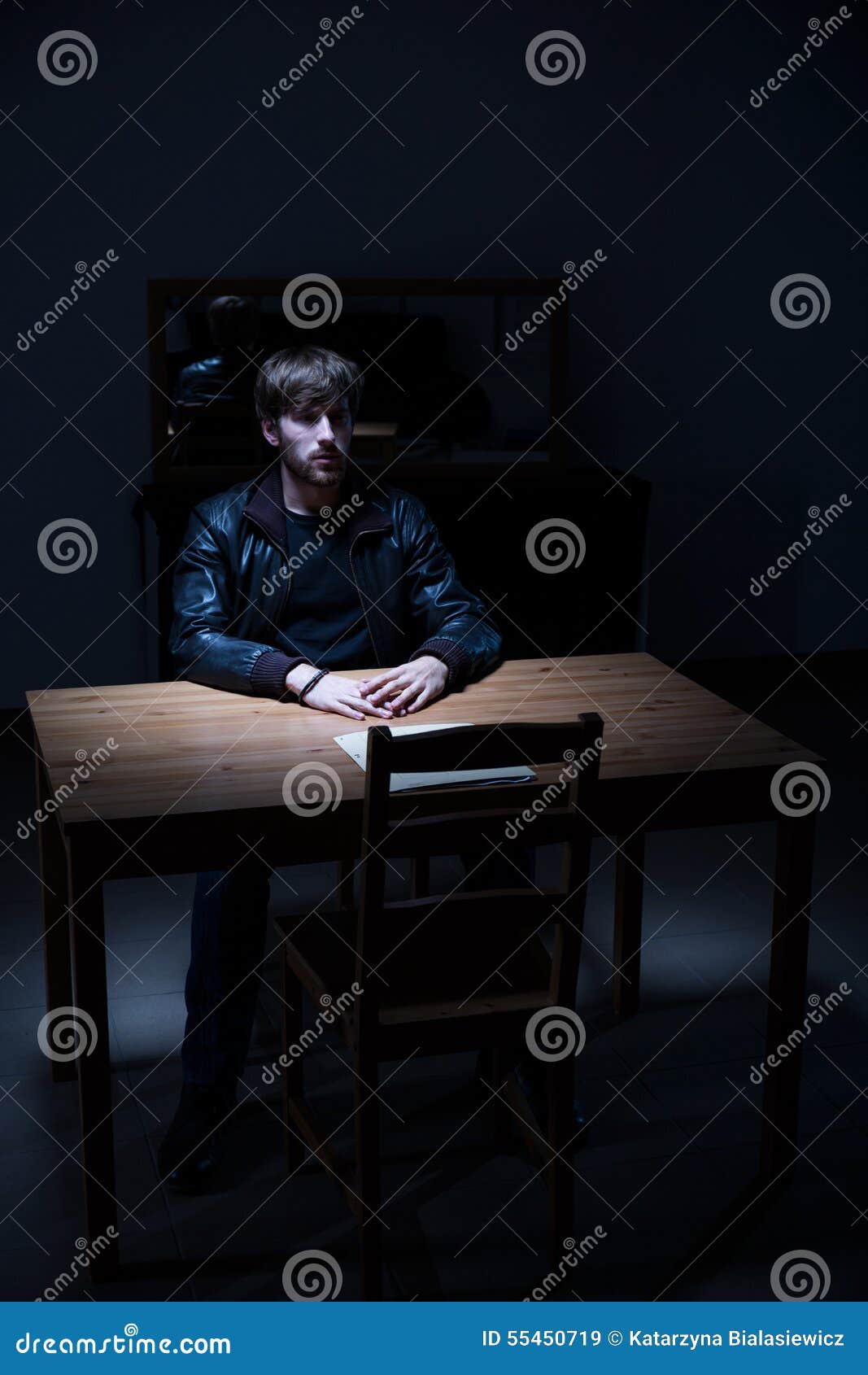 Suspect Man In Interrogation Room Royalty-Free Stock Photo ...