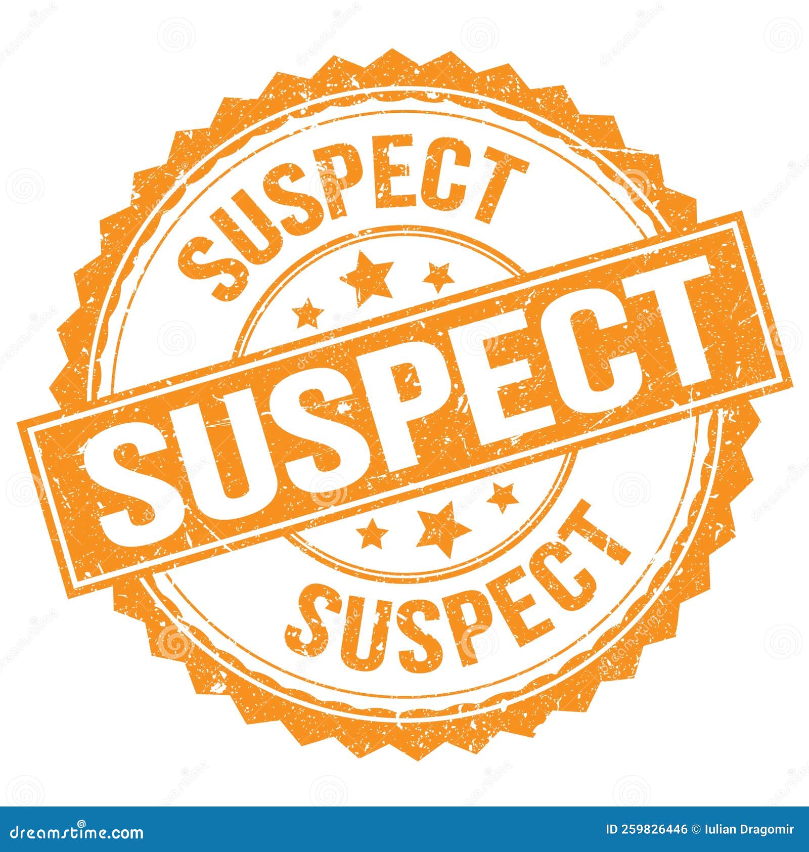 SUSPECT Text on Orange Round Stamp Sign Stock Illustration ...