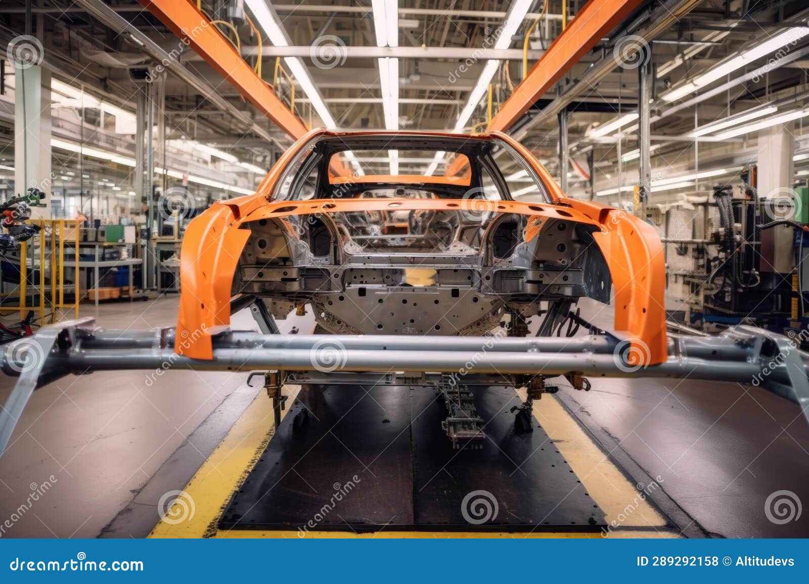 Suspended Car Chassis Moving Along Assembly Line Stock Photo - Image of ...